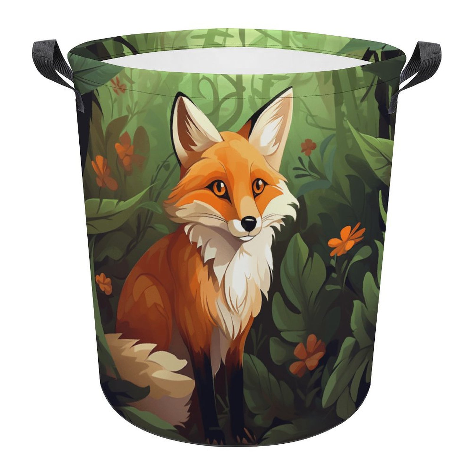 Cartoon Fox Dreamy Print Foldable Laundry Basket for Clothes Storage ...