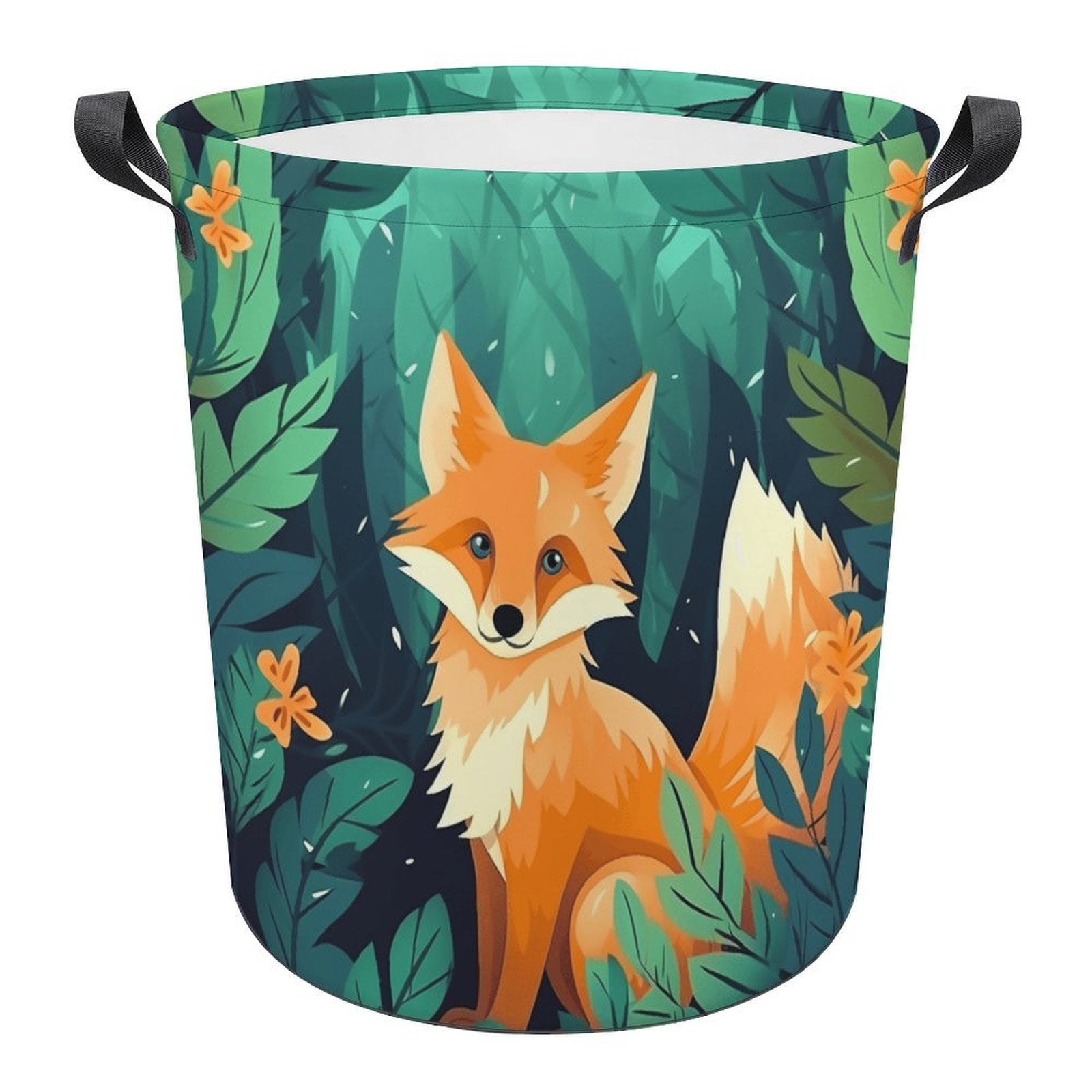 Cartoon Fox Dreamy Print Foldable Laundry Basket for Clothes Storage ...