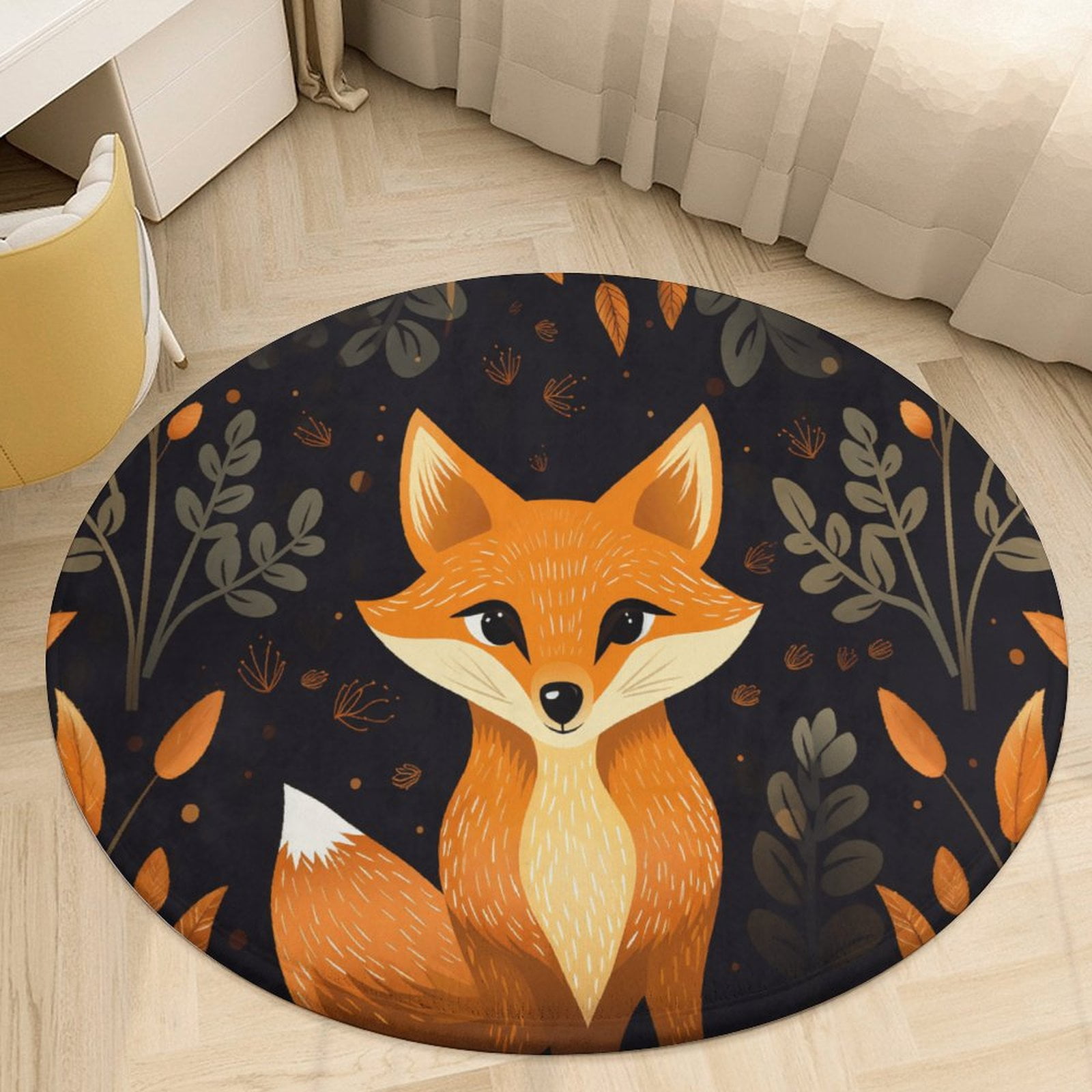 Cartoon Fox Dreamy Round Area Rugs for Bedroom Living Room, 3FT Soft ...