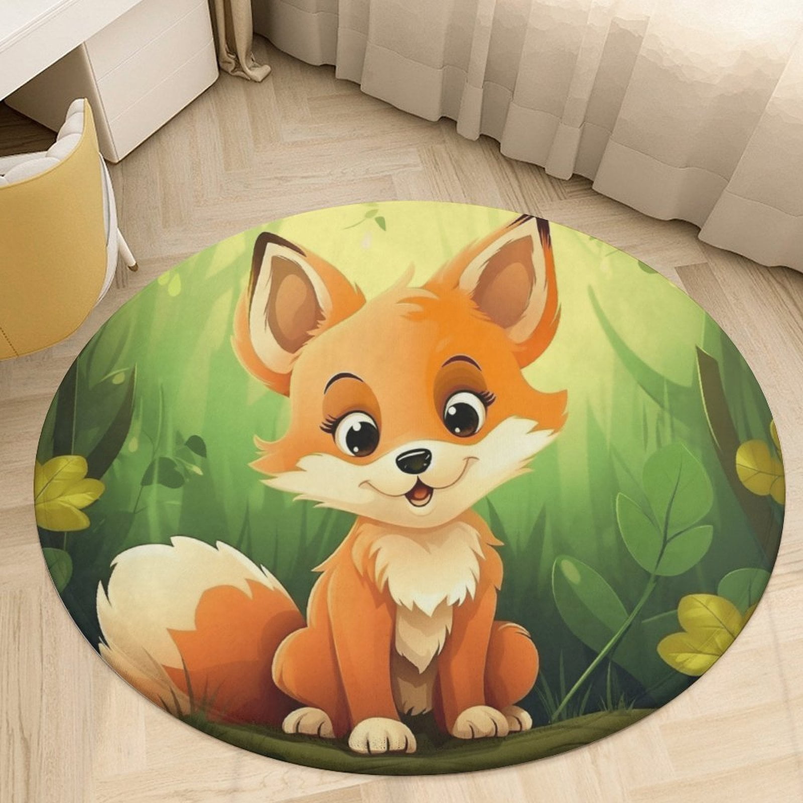 Cartoon Fox Dreamy Round Area Rugs for Bedroom Living Room, 3FT Soft ...