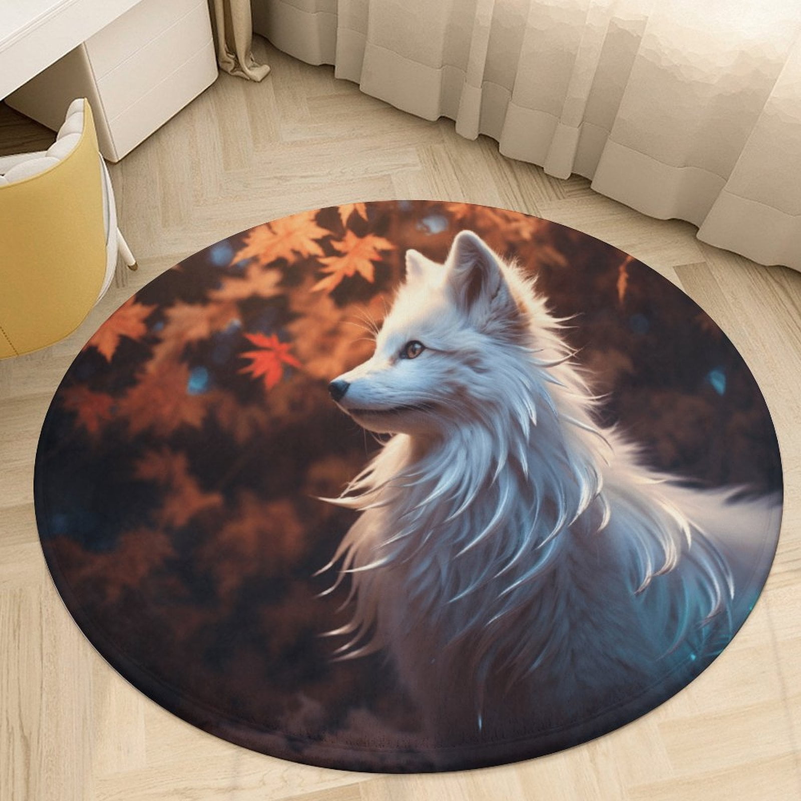 Cartoon Fox Dreamy Round Area Rugs for Bedroom Living Room, 5FT Soft ...