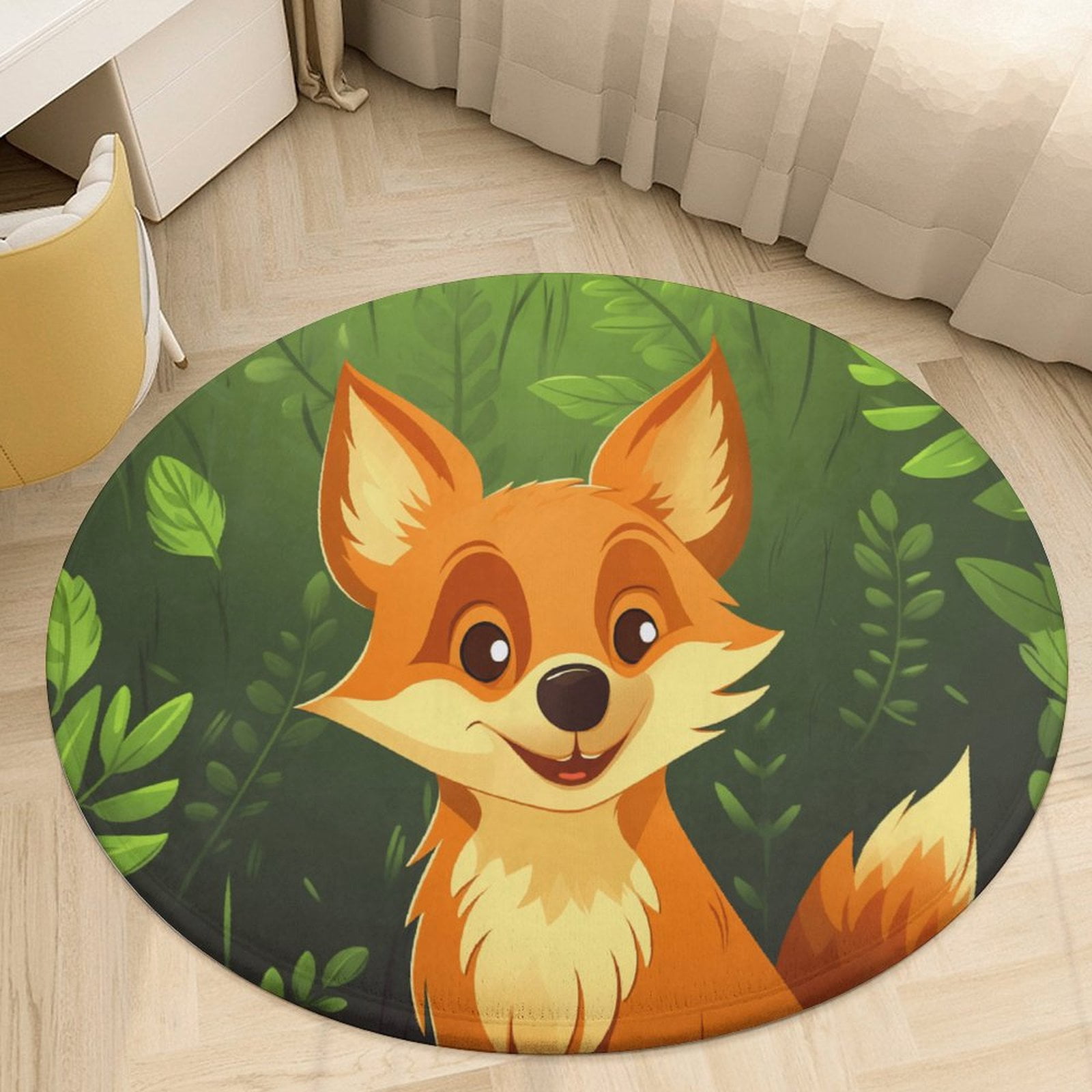 Cartoon Fox Dreamy Round Area Rugs for Bedroom Living Room, 5FT Soft ...