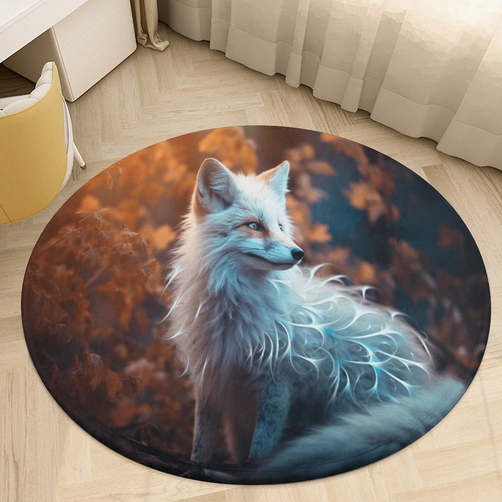 Cartoon Fox Dreamy Round Area Rugs for Bedroom Living Room, 6FT Soft ...