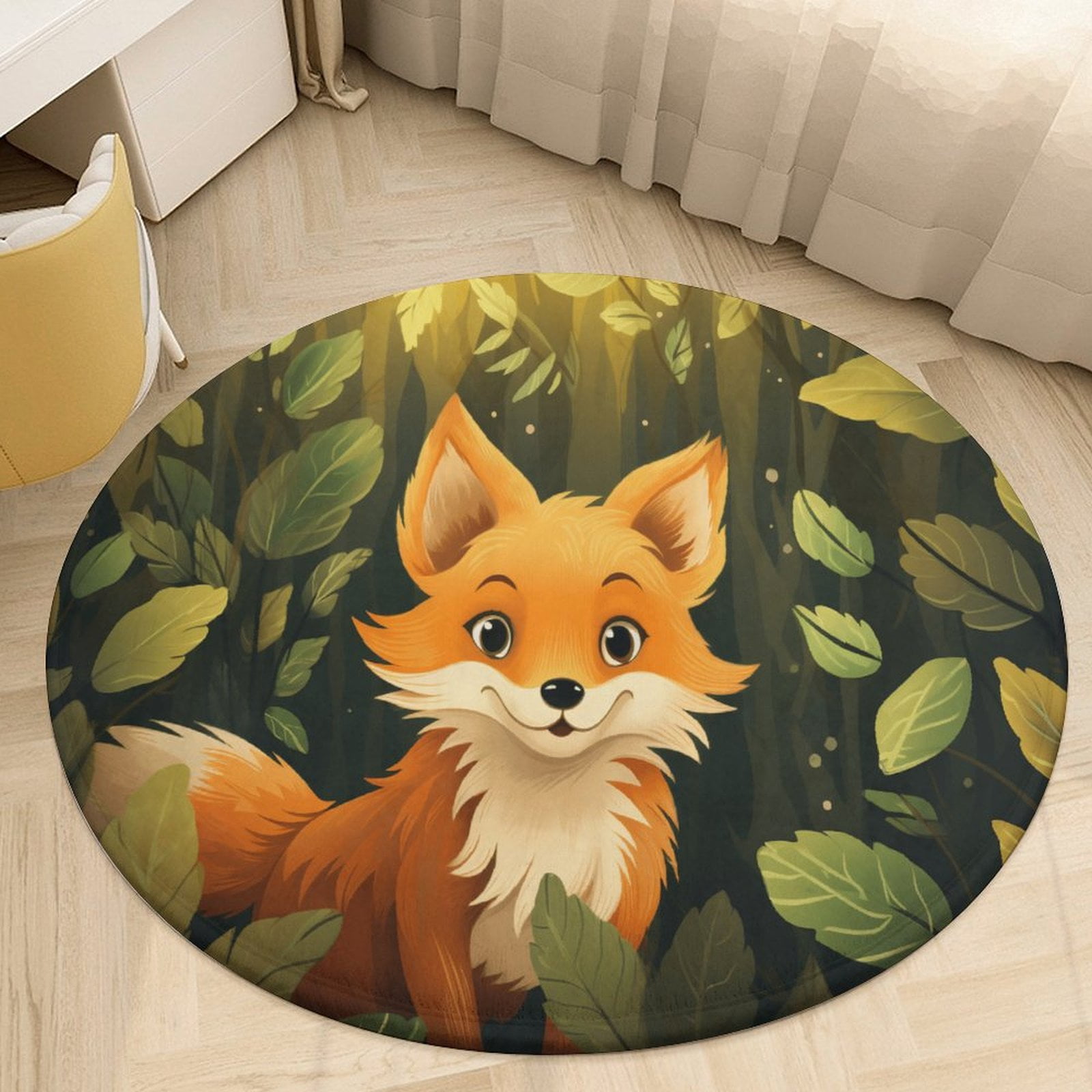 Cartoon Fox Dreamy Round Area Rugs for Bedroom Living Room, 6FT Soft ...