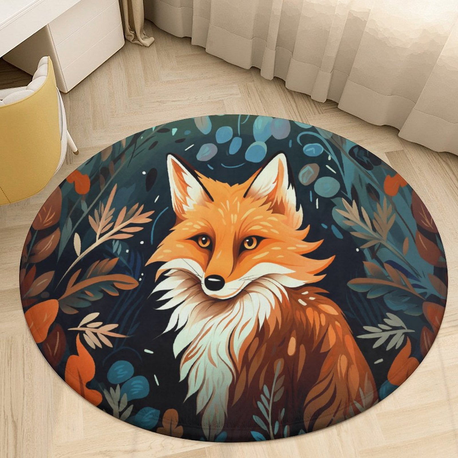 Cartoon Fox Dreamy Round Area Rugs for Bedroom Living Room, 6FT Soft ...