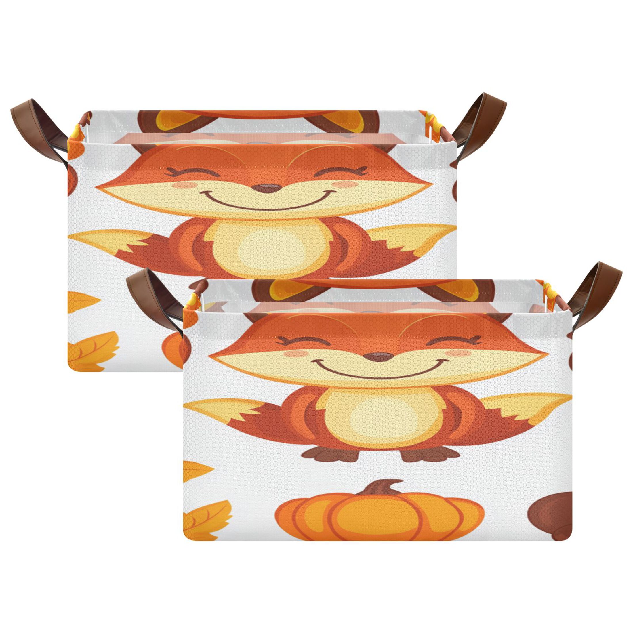 Cartoon Fox Pattern Foldable Storage Basket Large Water-Resistant ...