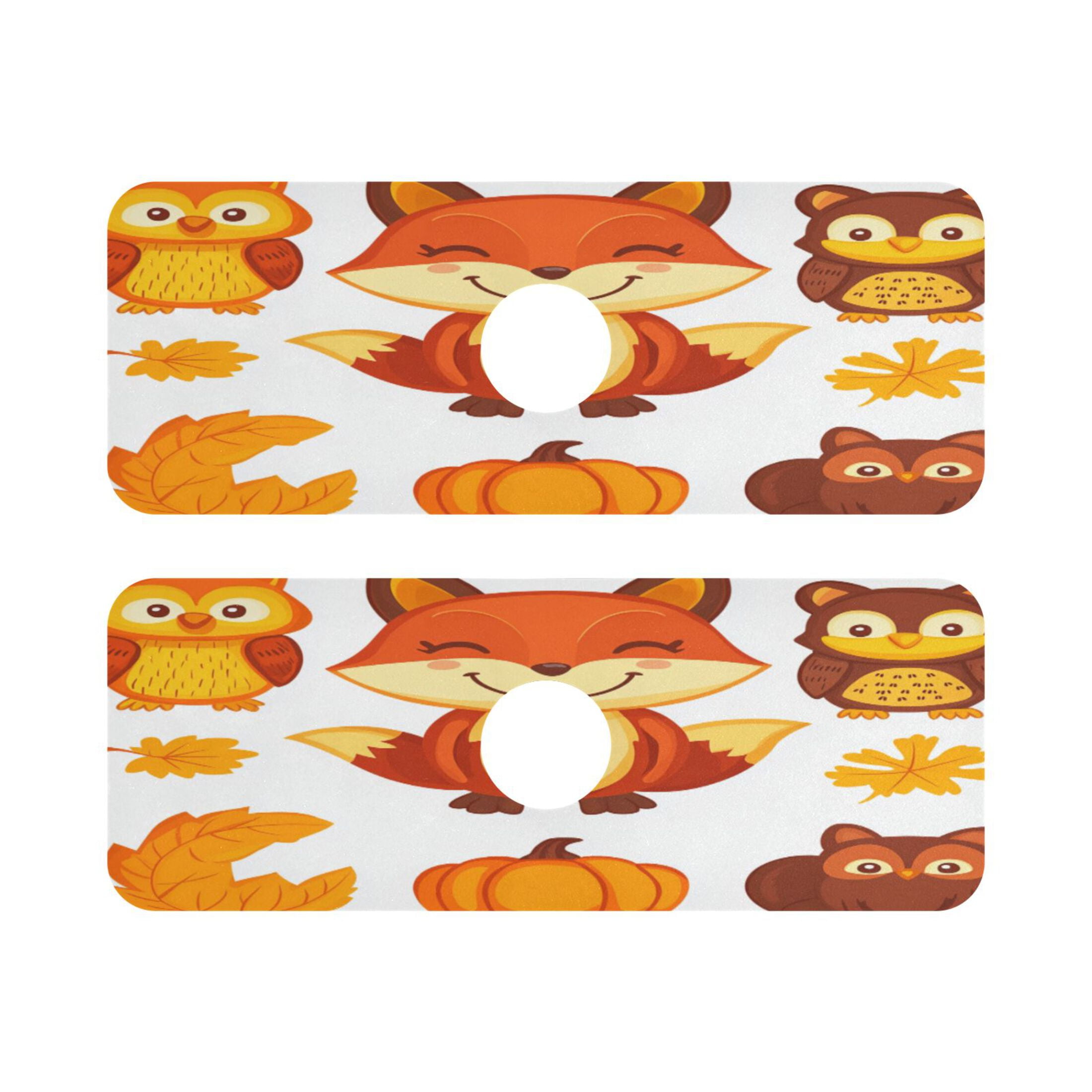 Cartoon Fox Pattern Quick Dry Silicone Algae Faucet Pad 14.7x5.4in 2 ...