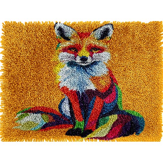 Cartoon Fox Pure Color Colorful Latch Hook Rug kits Printed Crochet ...