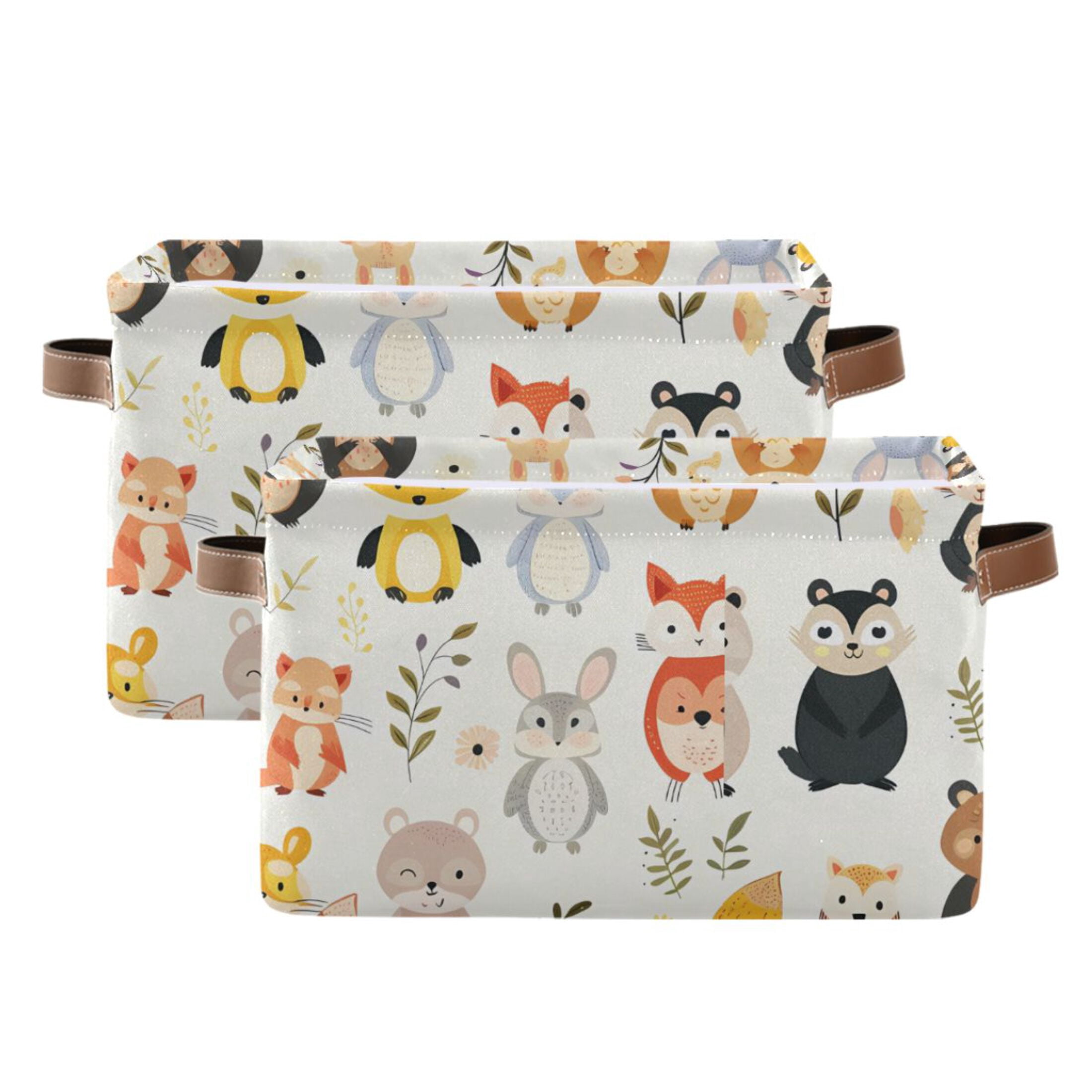 Cartoon Fox Rabbit Animals Storage Basket Large Foldable Storage Bin ...