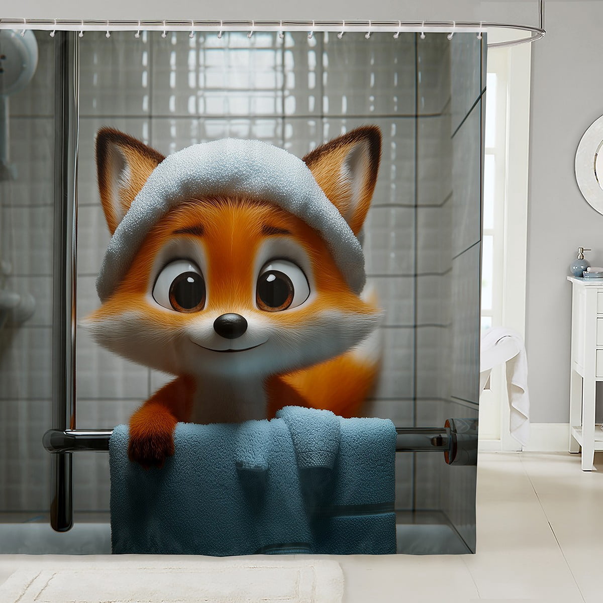 Cartoon Fox Shower Curtain Waterproof Polyester Fabric Jungle Wild ...