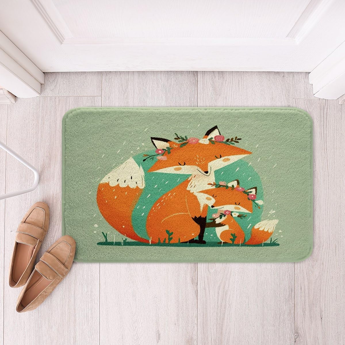 Cartoon Fox Soft Fleece Bath Mat Non Slip Polyester Bathroom Floor Door ...