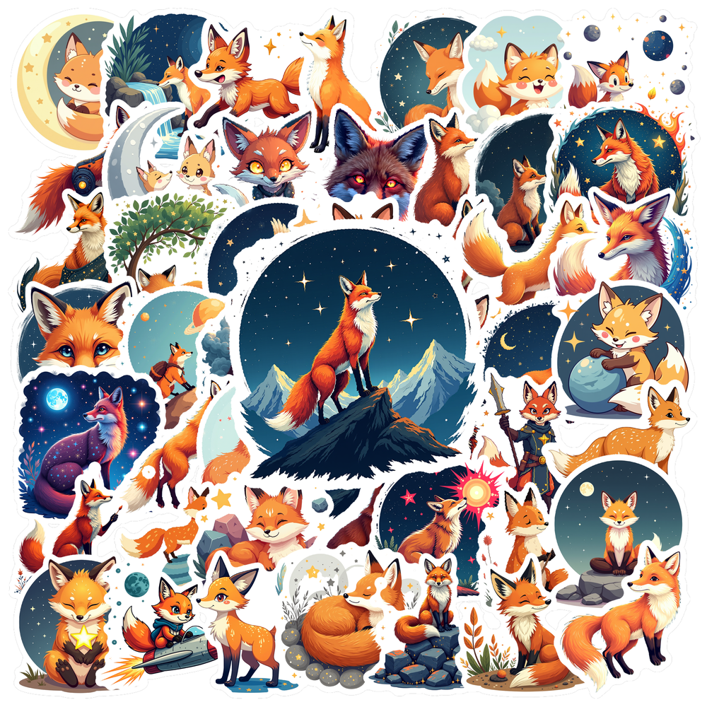 Cartoon Fox Theme Stickers, Waterproof Fox Theme Sticker for Water ...