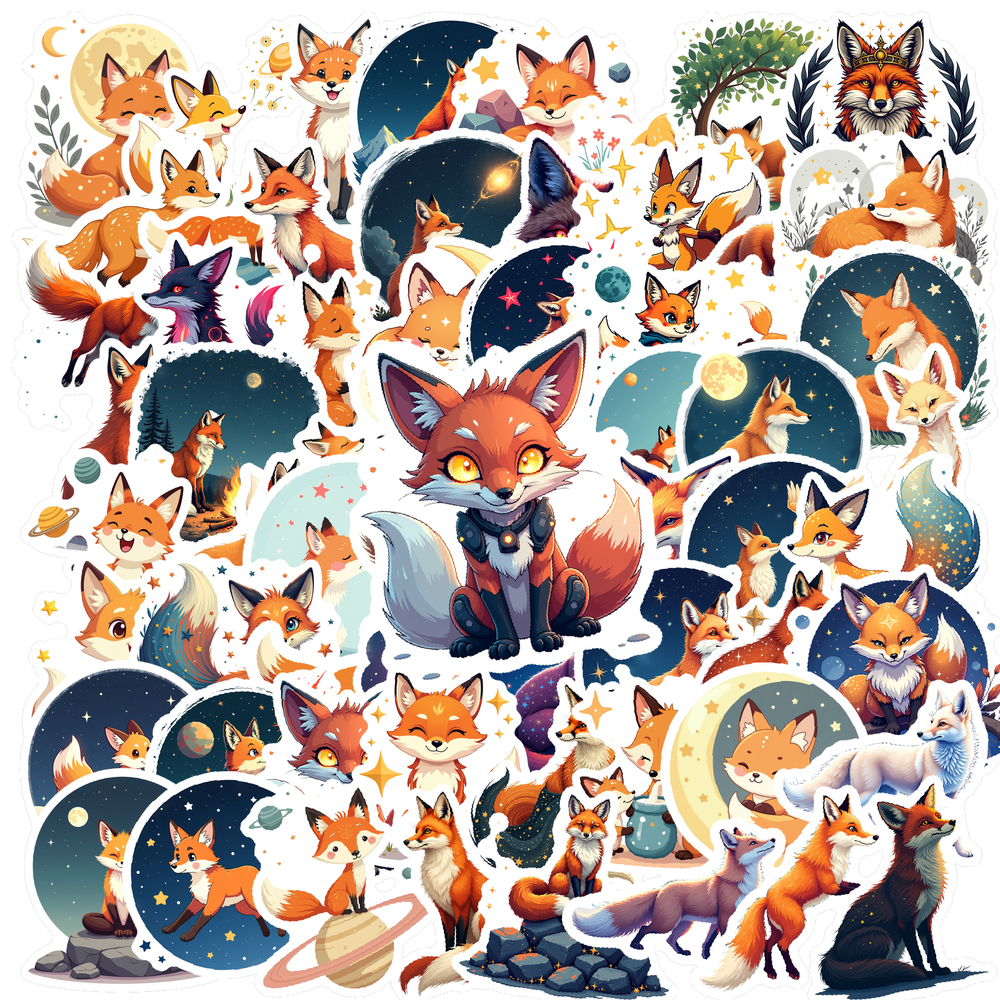 Cartoon Fox Theme Stickers, Waterproof Fox Theme Sticker for Water ...