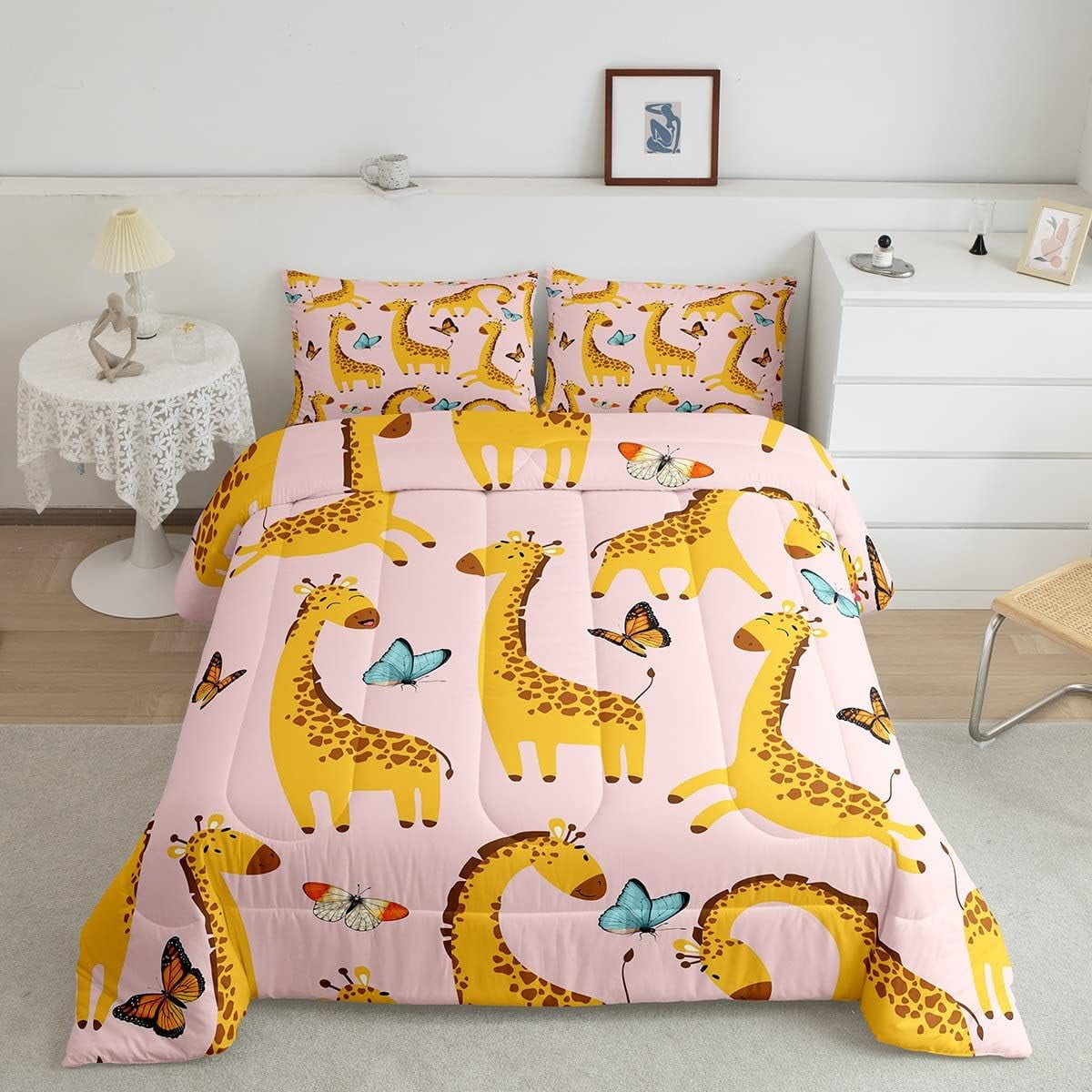 Cartoon Fox Twin Bedding Sets for Girls Pink Galaxy Comforter Set ...