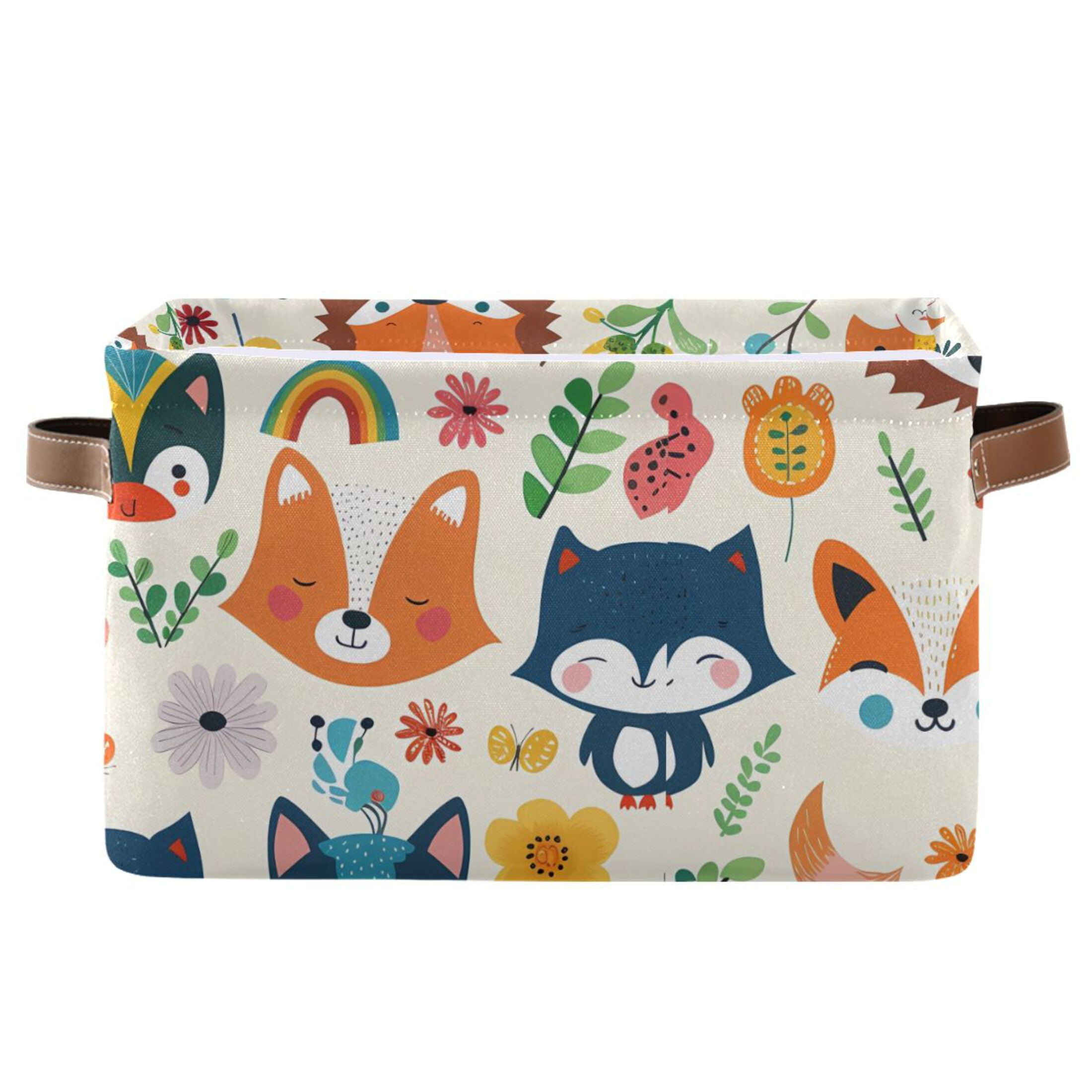 Cartoon Foxes Animals Storage Basket Large Foldable Storage Bin Laundry ...