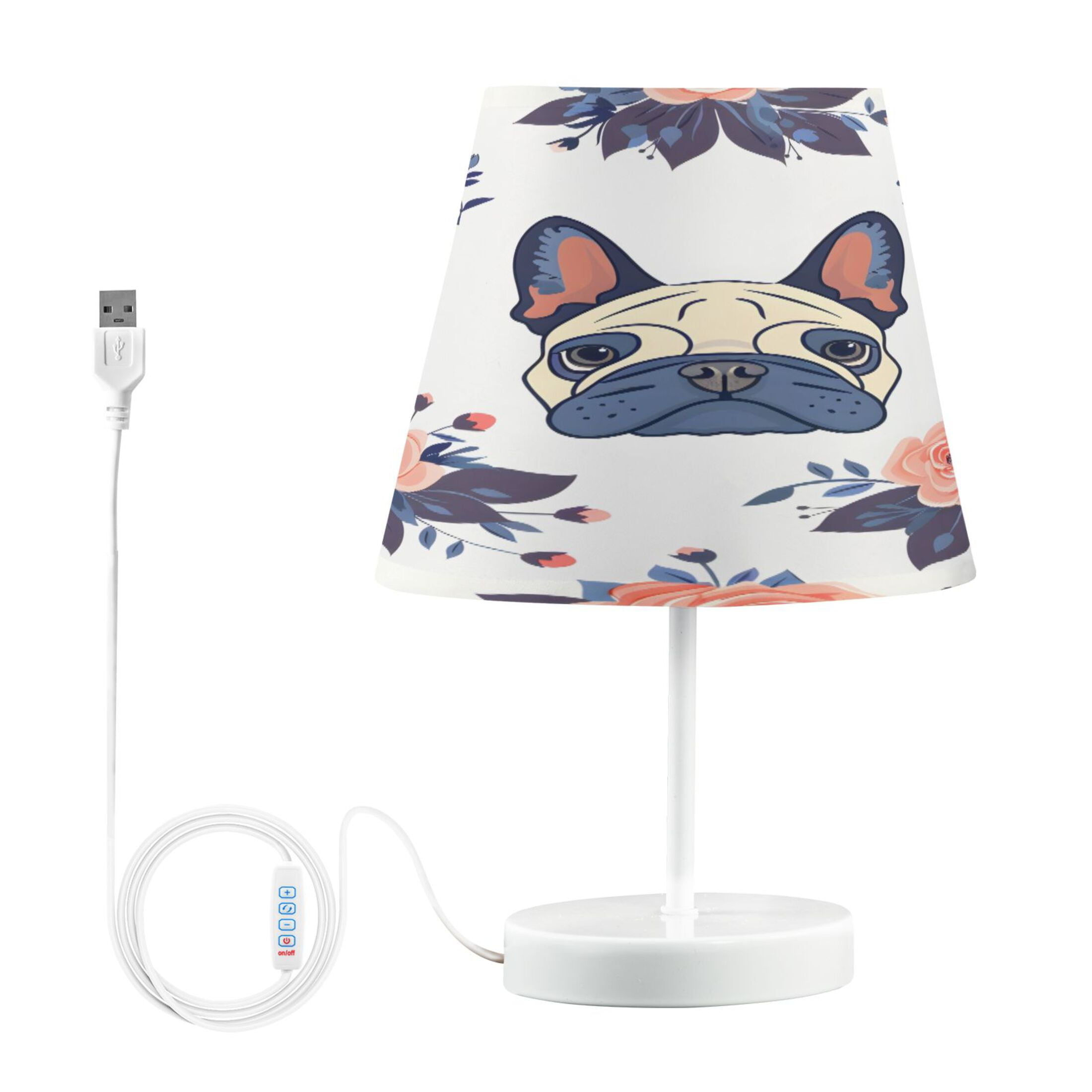 Cartoon French Bulldog Face Desk Lamp LED Table Nightstand Lamps with 3 ...