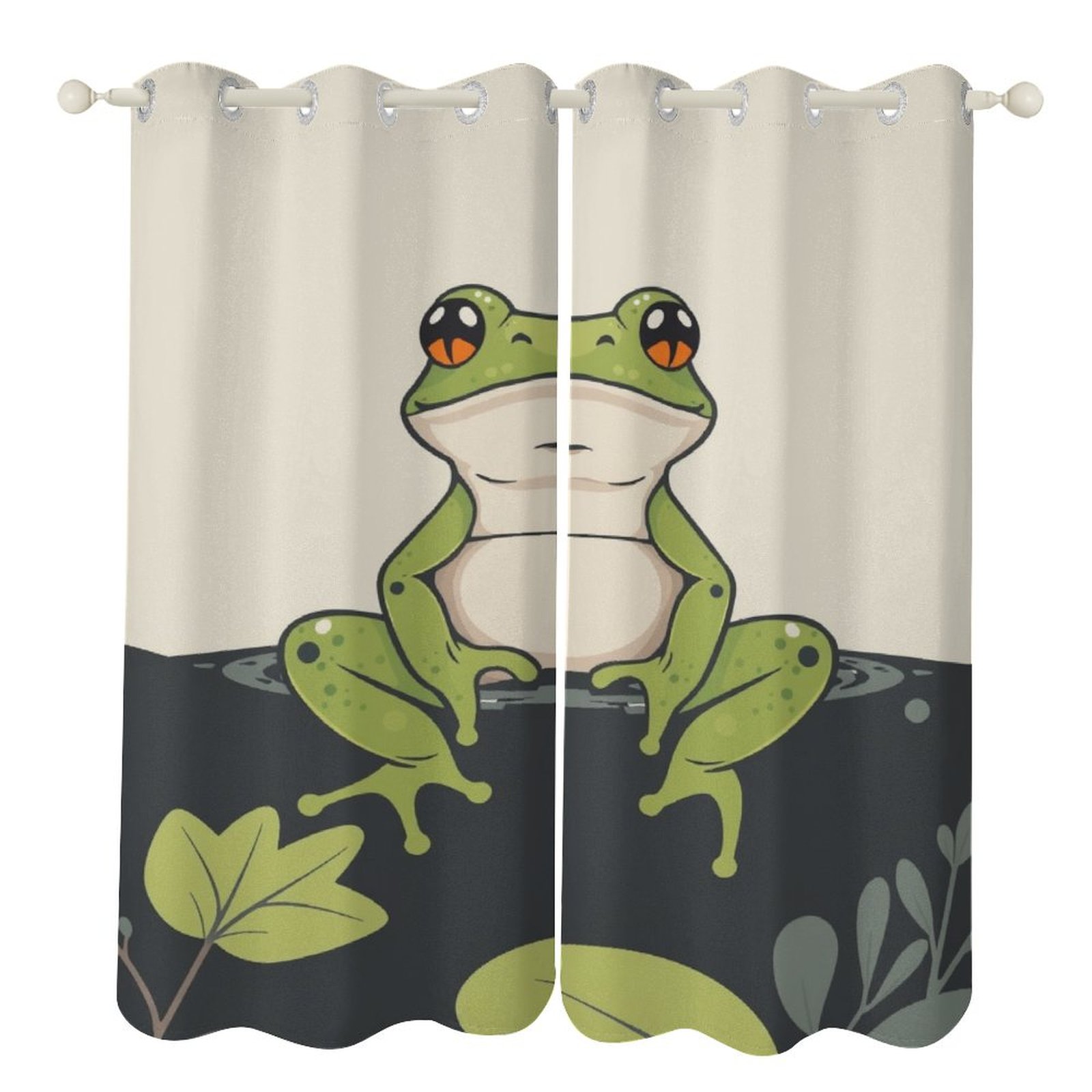 Cartoon Frog 2 Pieces Window Drape Curtain for Living Room Bedroom ...