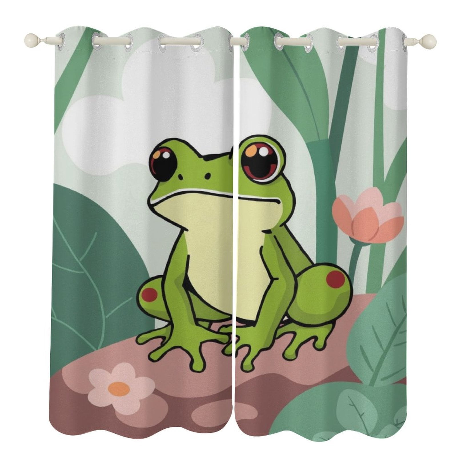 Cartoon Frog 2 Pieces Window Drape Curtain for Living Room Bedroom ...