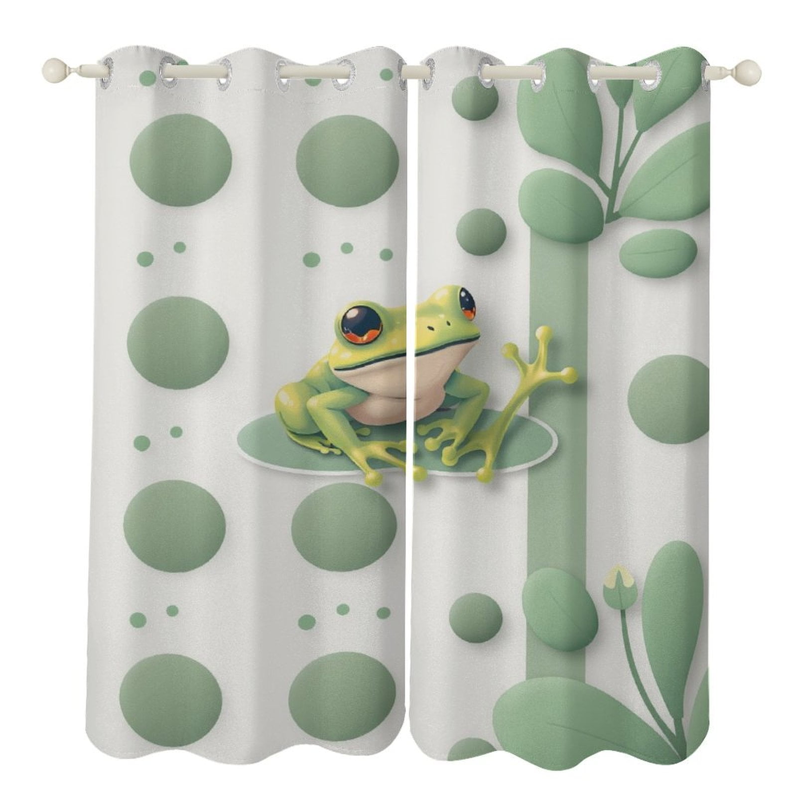Cartoon Frog Blackout Curtains 2 Panel Rod Pocket Thermal Insulated ...