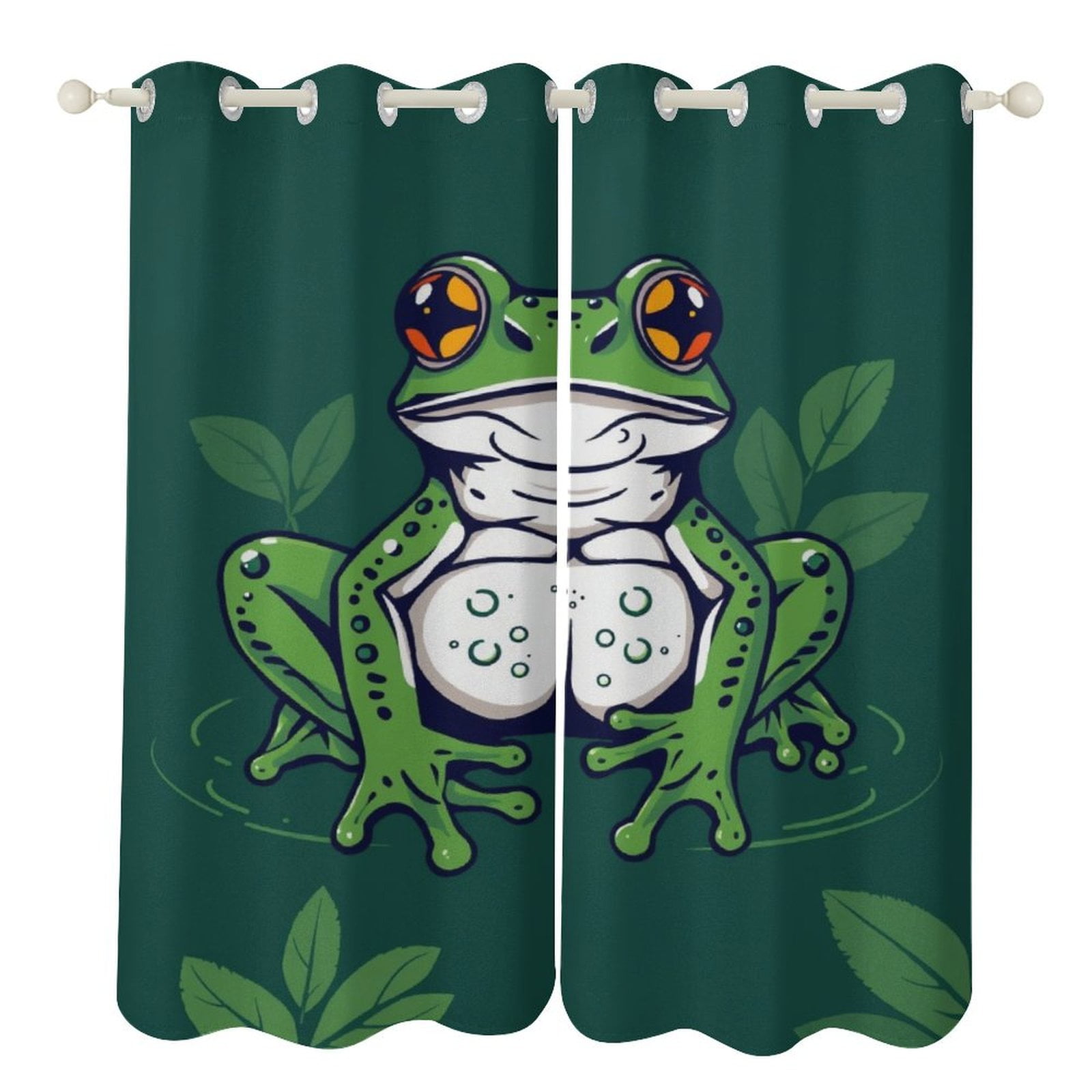 Cartoon Frog Blackout Curtains 2 Panel Rod Pocket Thermal Insulated ...