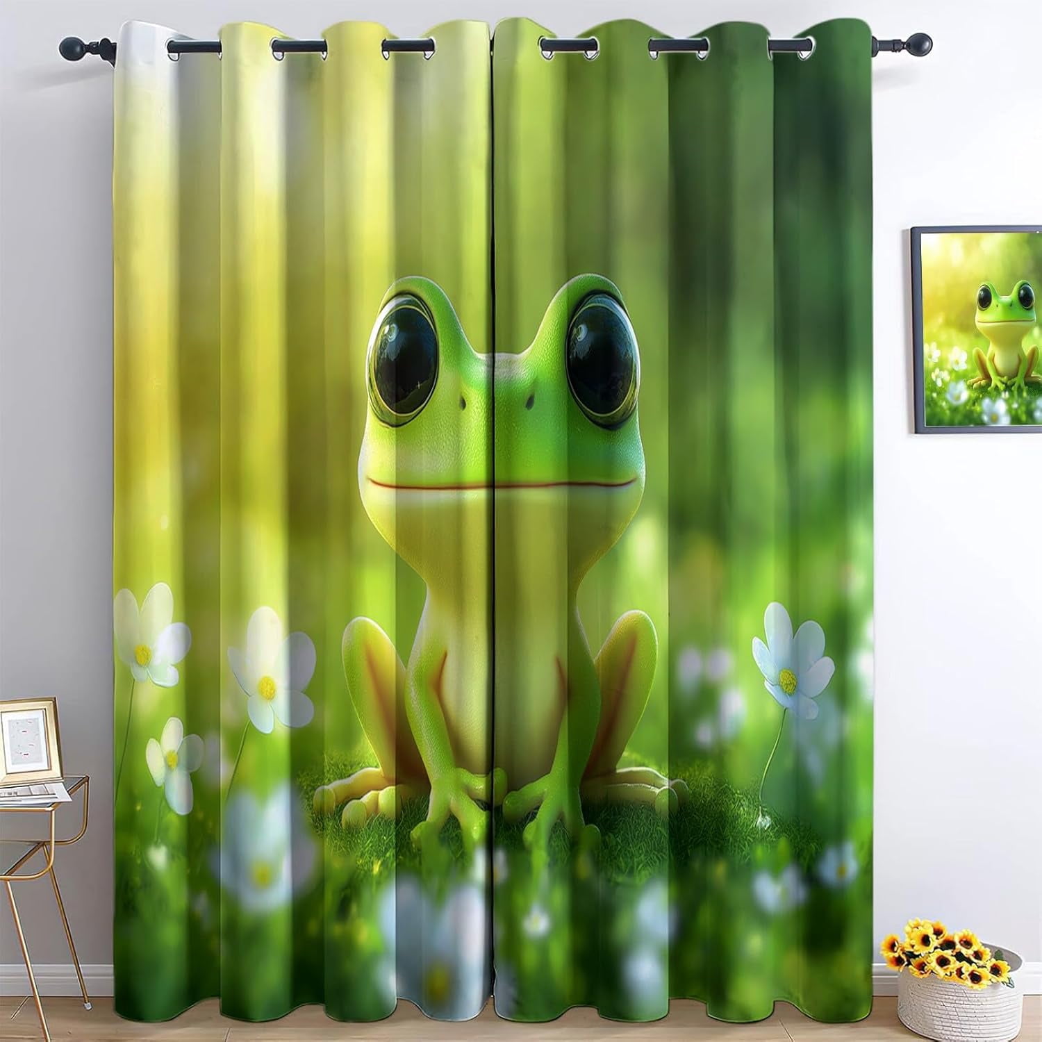 Cartoon Frog Blackout Curtains, Dream Animal Pattern Window Drapes for ...