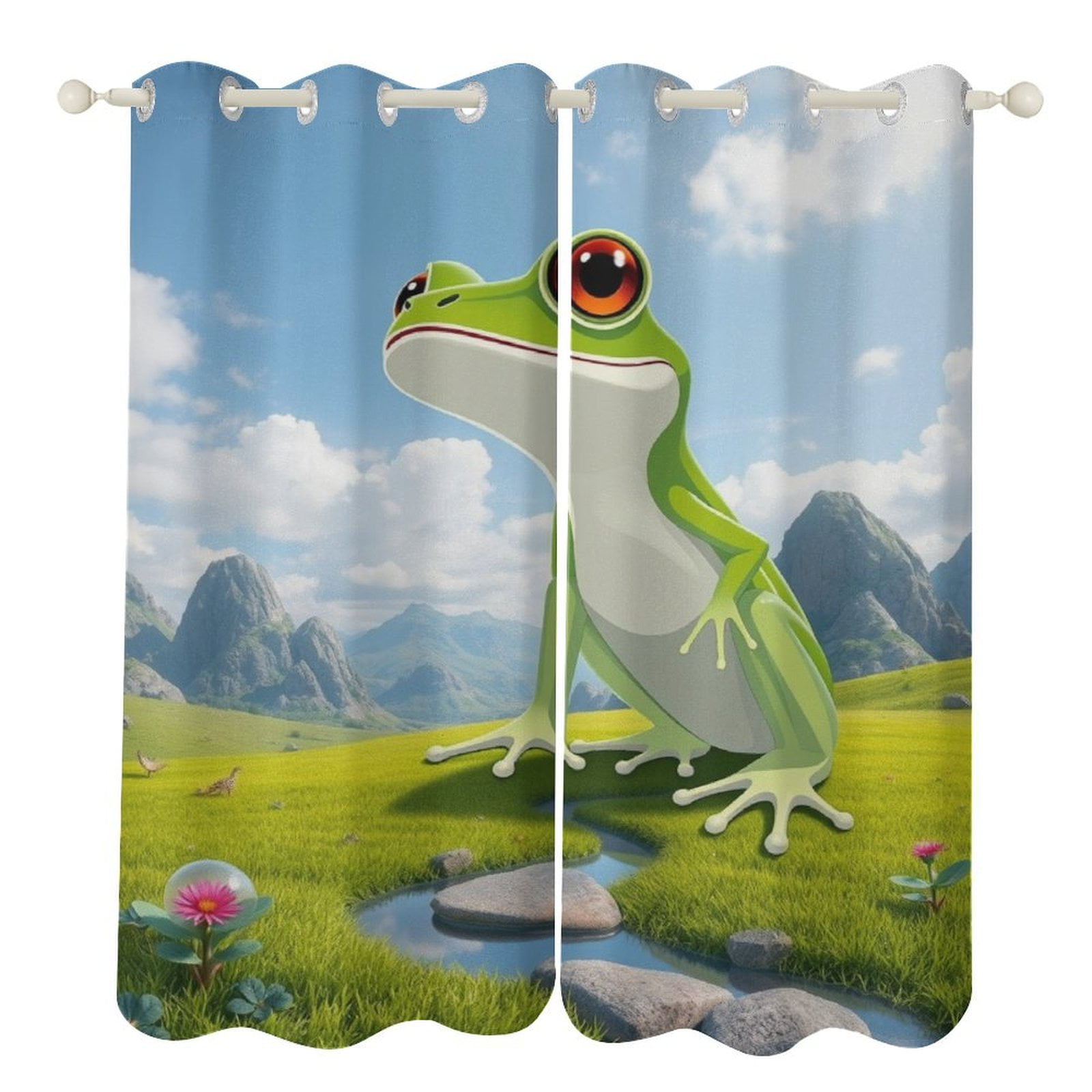 Cartoon Frog Curtains for Bedroom Living Room Drapes Kitchen Children's ...