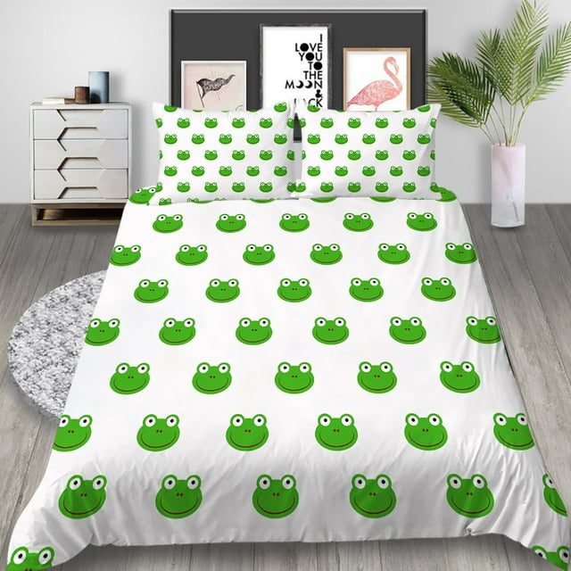 Cartoon Frog Duvet Cover Reptile Animal Soft King Size Bedding Set Cute ...