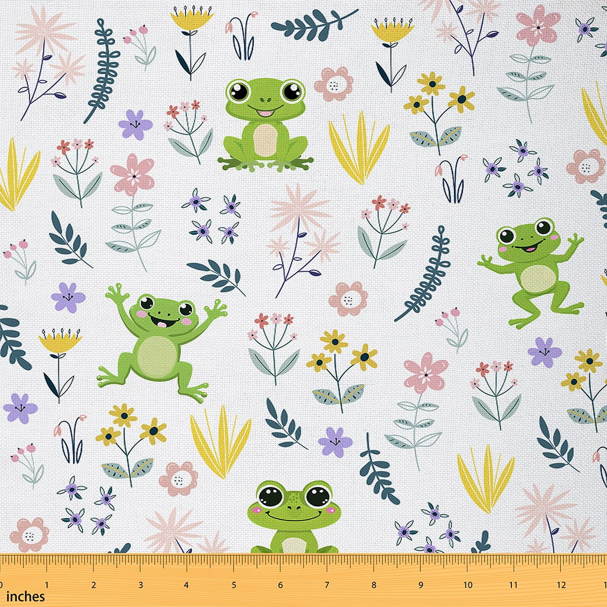 Cartoon Frog Fabric By the Yard,Kawaii Floral Watercolor Decorative ...