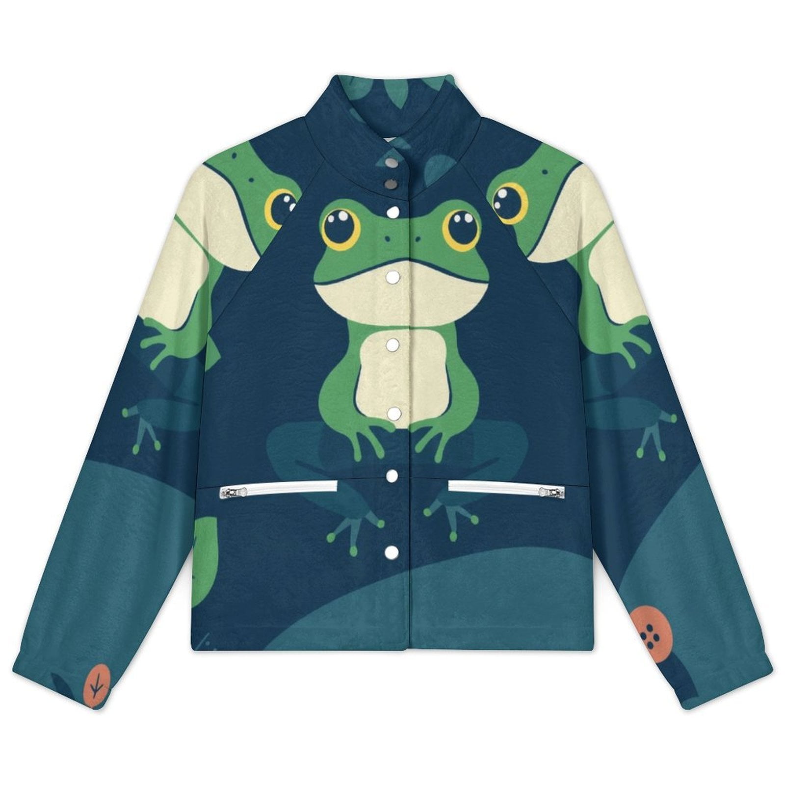 Cartoon Frog Fall Winter Women Jacket Stand Collar Thick Plush Zipper ...