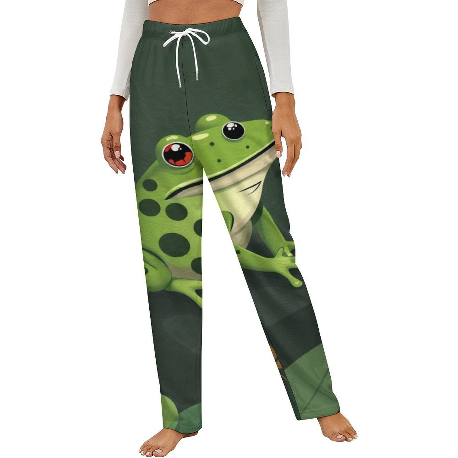 Cartoon Frog Flannel Pajama Pants Home Pants Home Sleepwear Trousers ...