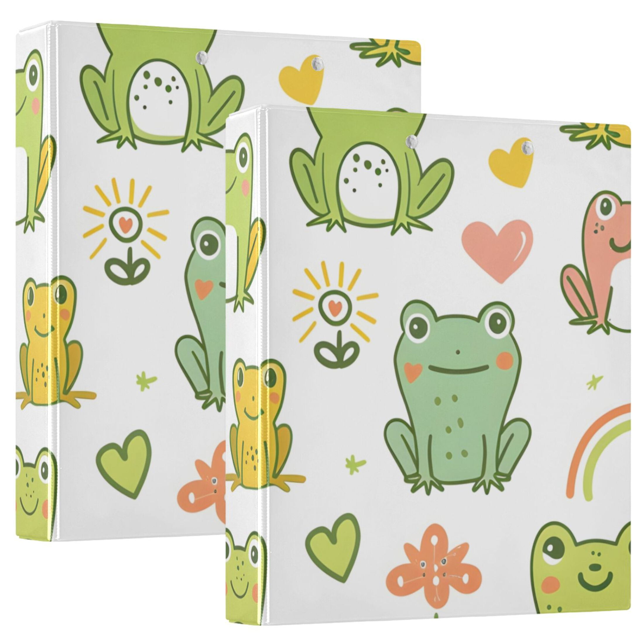 Cartoon Frog Floral Hardcover 3 Ring Binder 1.5 inch Round Rings with ...