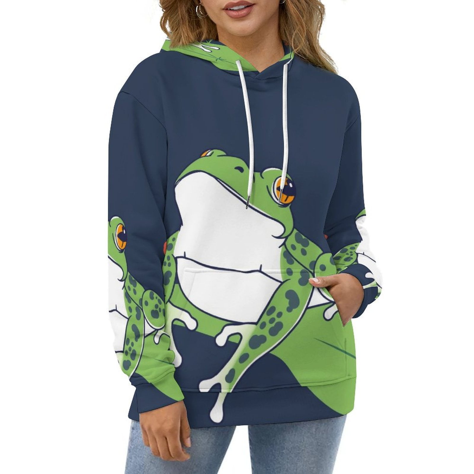Cartoon Frog Hoodies Long Sleeve Casual Hoodie Winter Oversize Loose ...