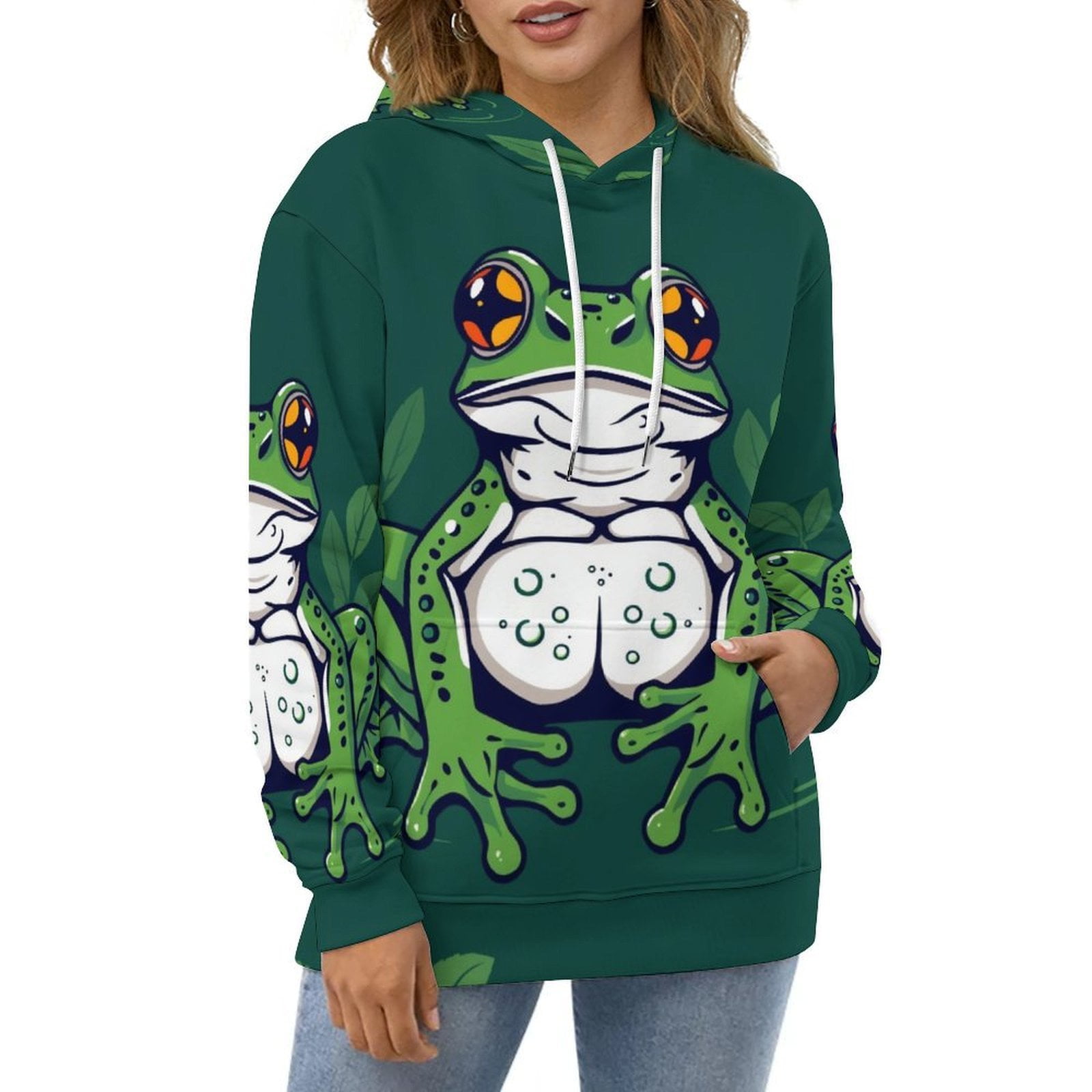Cartoon Frog Hoodies Oversized Hoodie Women Long Sleeve Casual ...