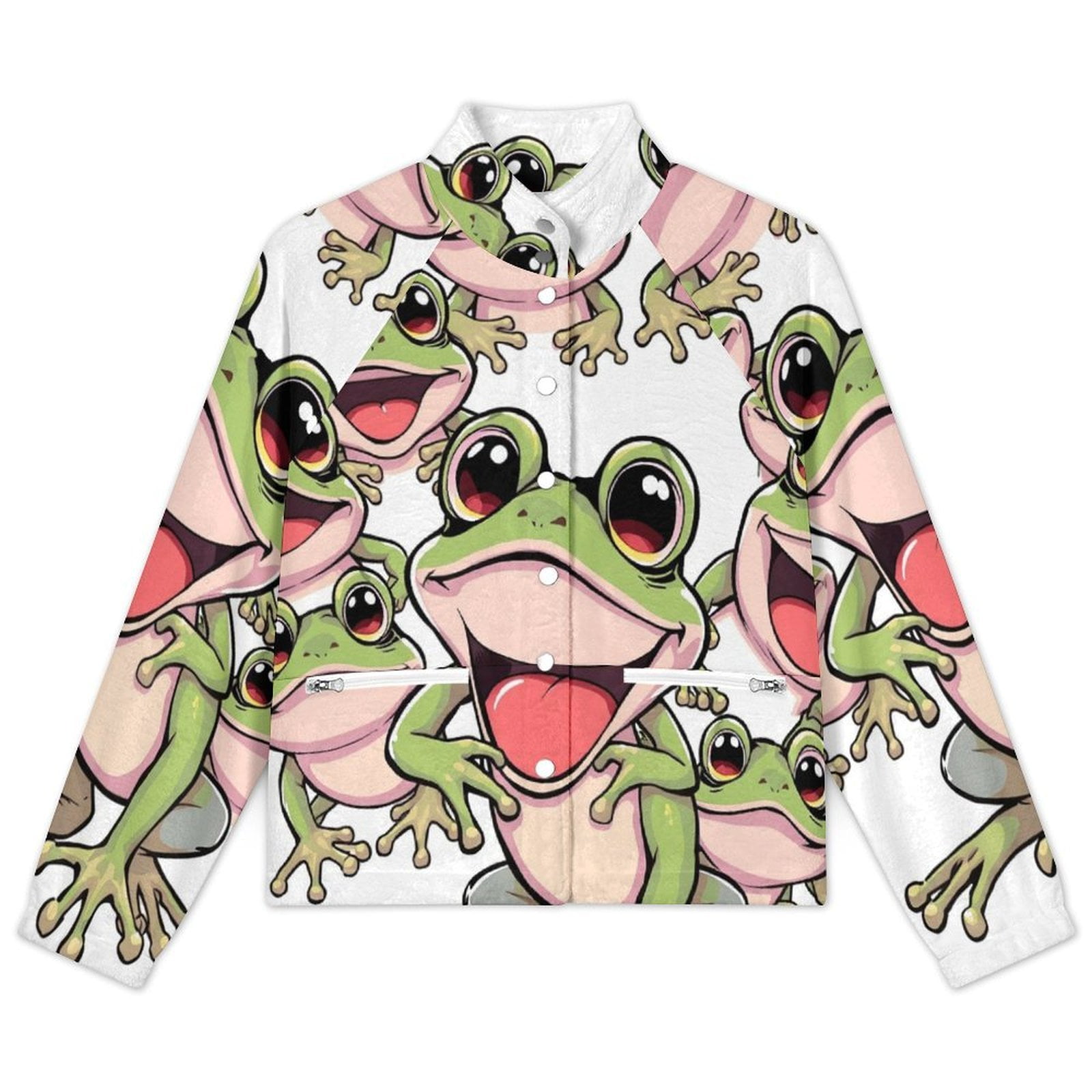 Cartoon Frog Jacket Women's Stand Collar Warm Outwear Autumn Winter ...