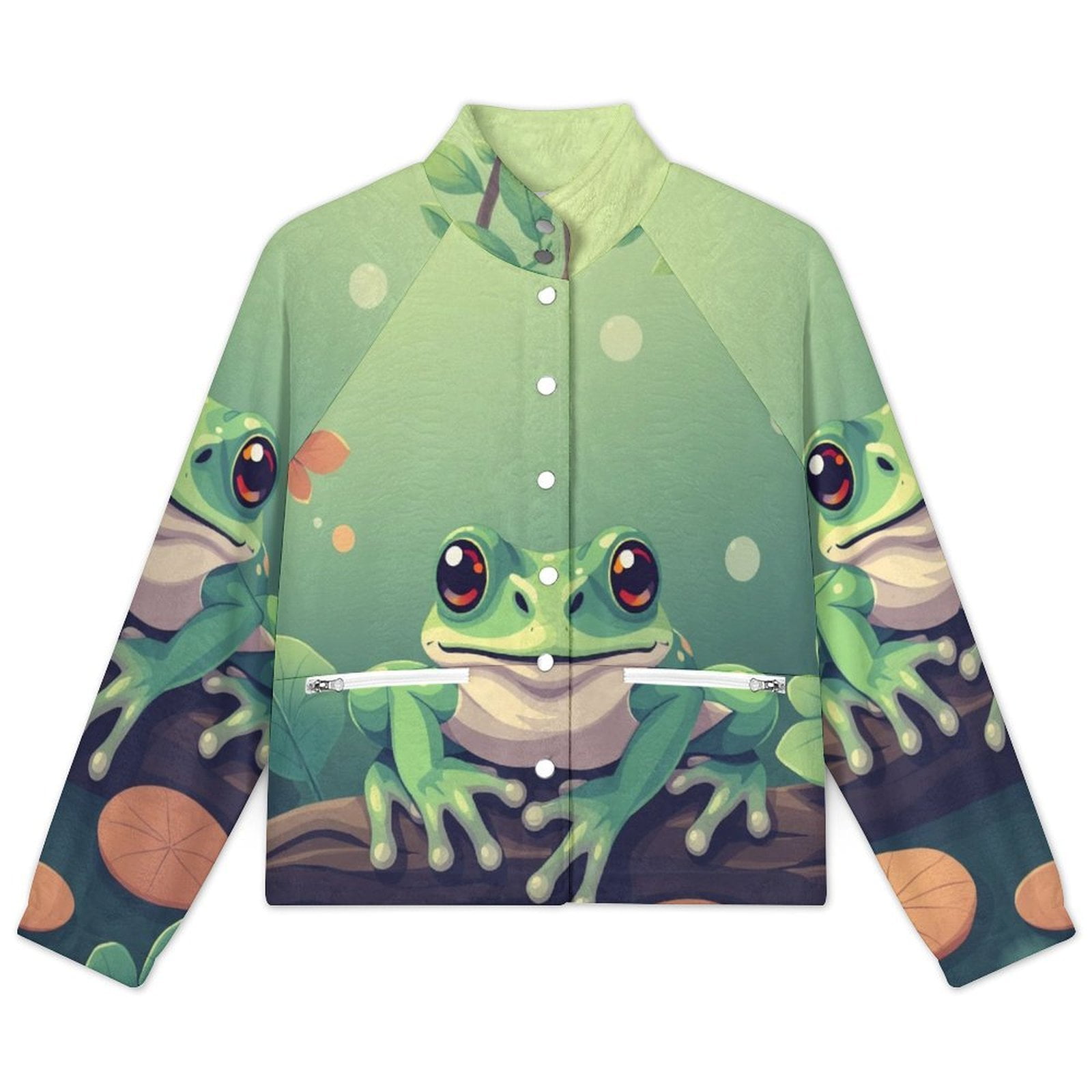Cartoon Frog Jacket Women's Stand Collar Warm Outwear Autumn Winter ...