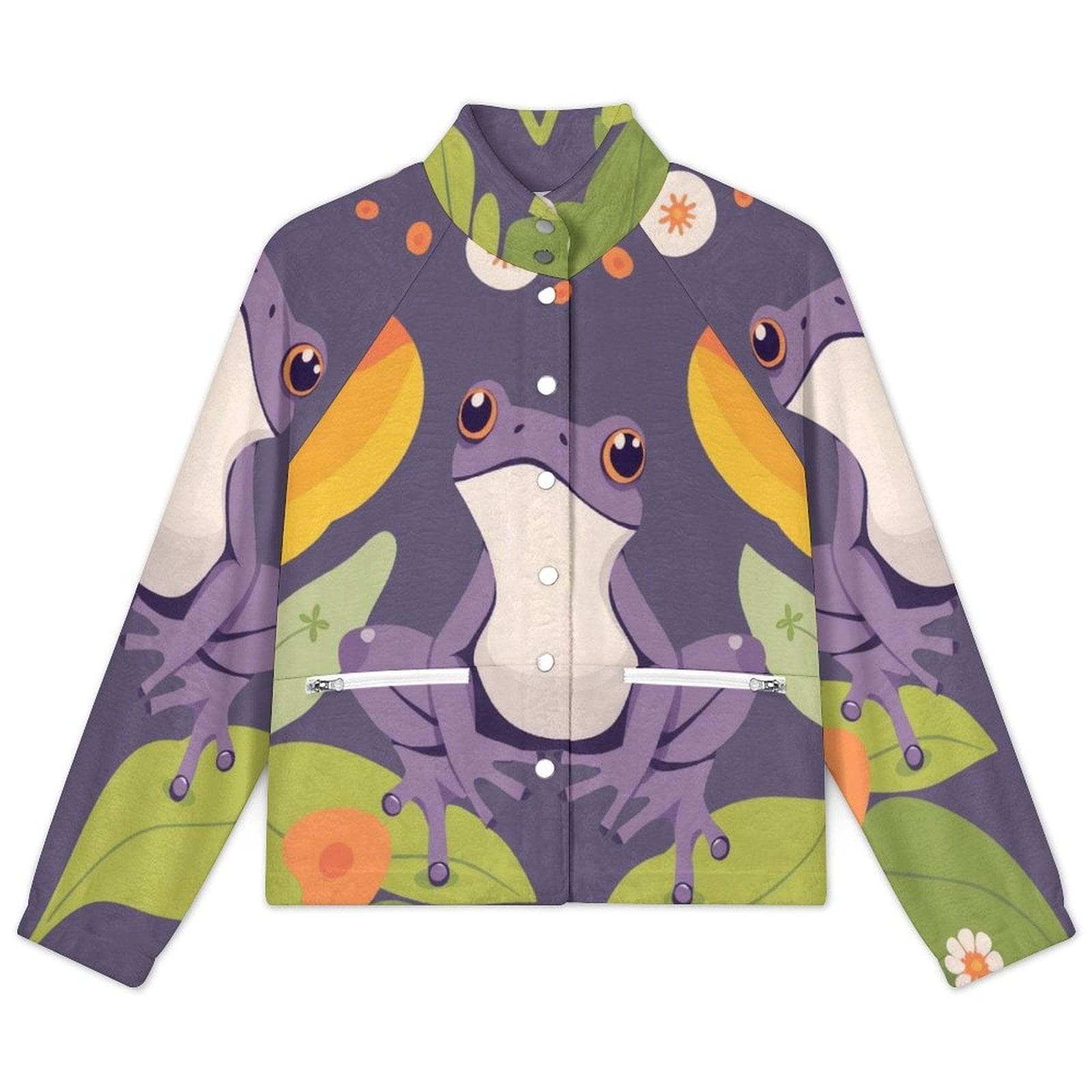 Cartoon Frog Jacket Women's Stand Collar Warm Outwear Autumn Winter ...