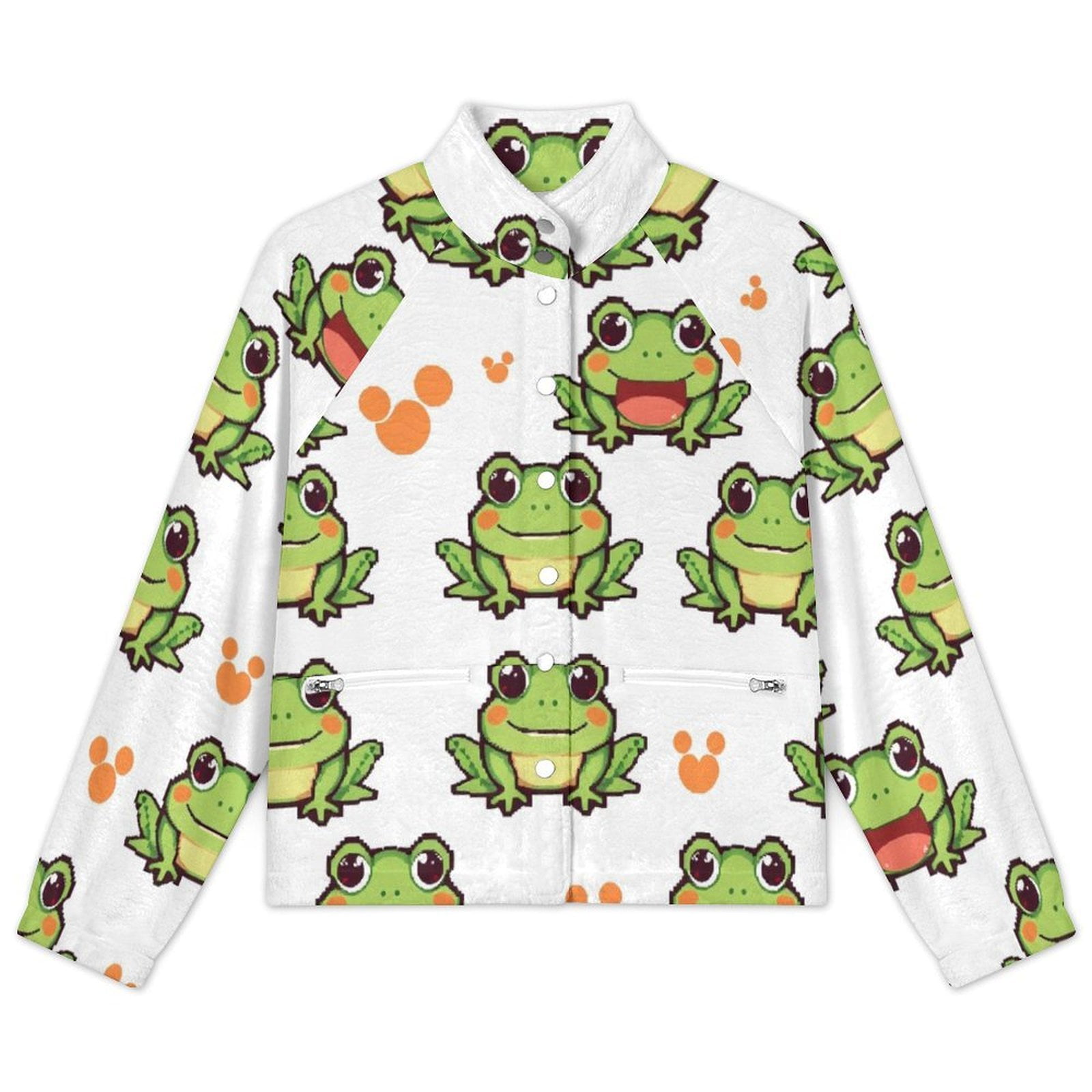 Cartoon Frog Jacket Women's Stand Collar Warm Outwear Autumn Winter ...