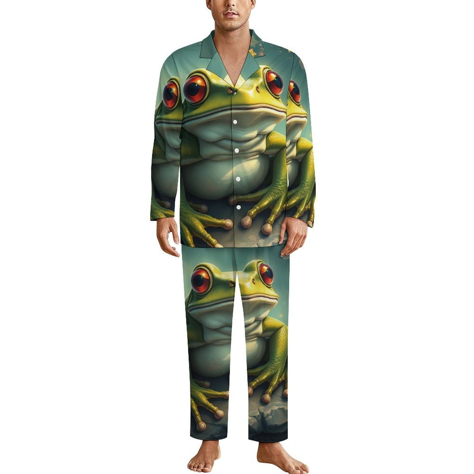 Cartoon Frog Pajama Set Autumn Soft Home Sleepwear Man 2 Piece Oversize Home Suit - Walmart.com