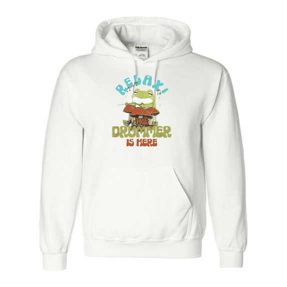 Cartoon Frog Playing Drums Funny Heavy Band Music Stage Hoodie Shirt ...
