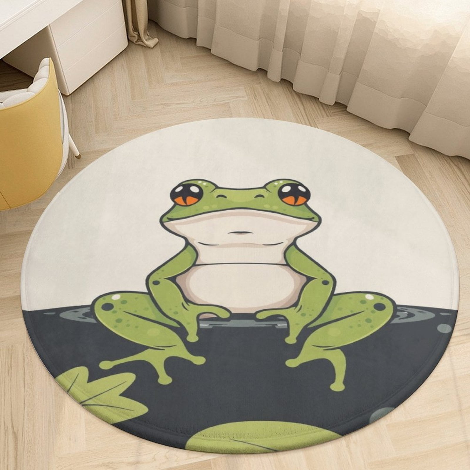 Cartoon Frog Round Rugs Non-slip Area Rug for Living Room Bedroom Foot ...