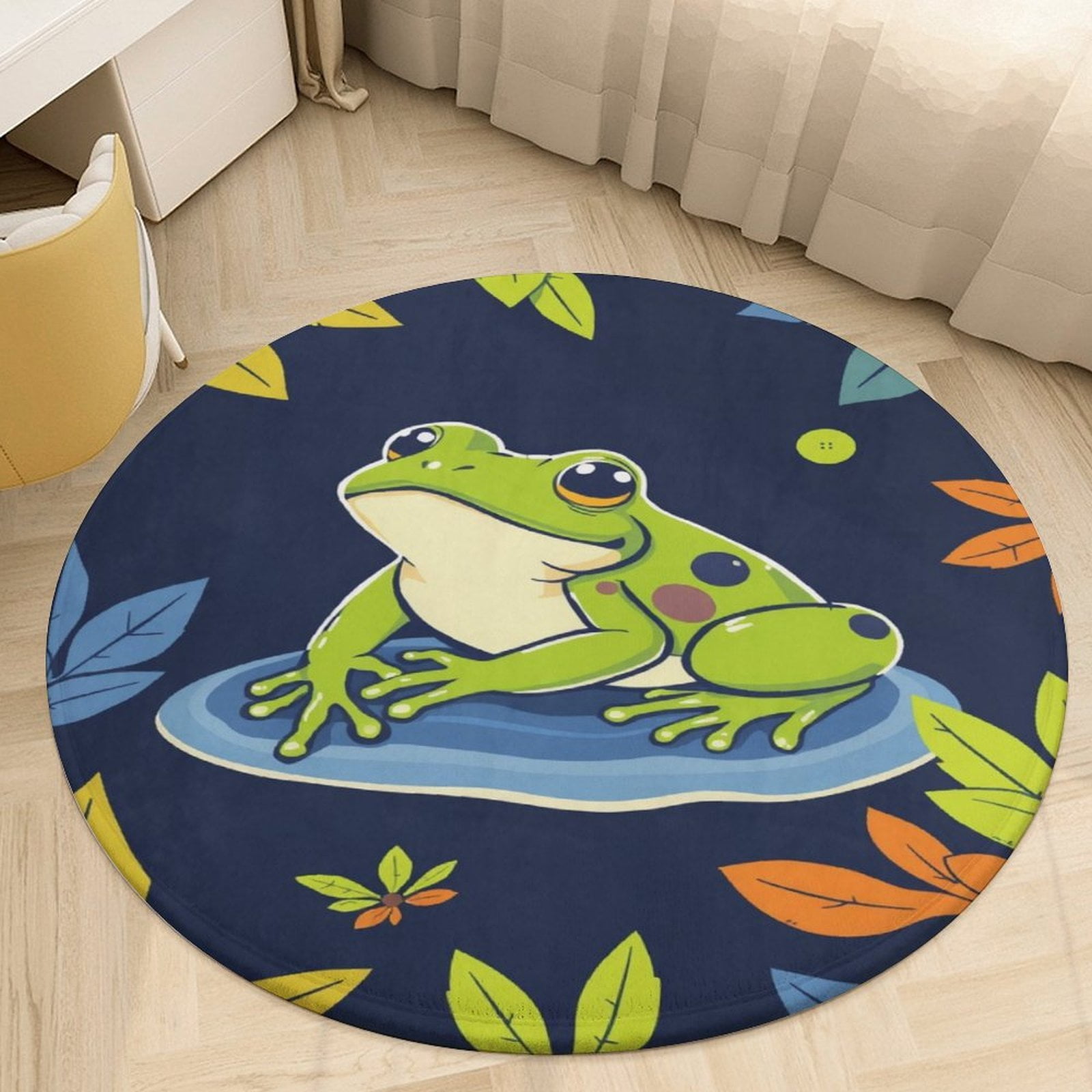 Cartoon Frog Round Rugs Non-slip Area Rug for Living Room Bedroom Foot ...
