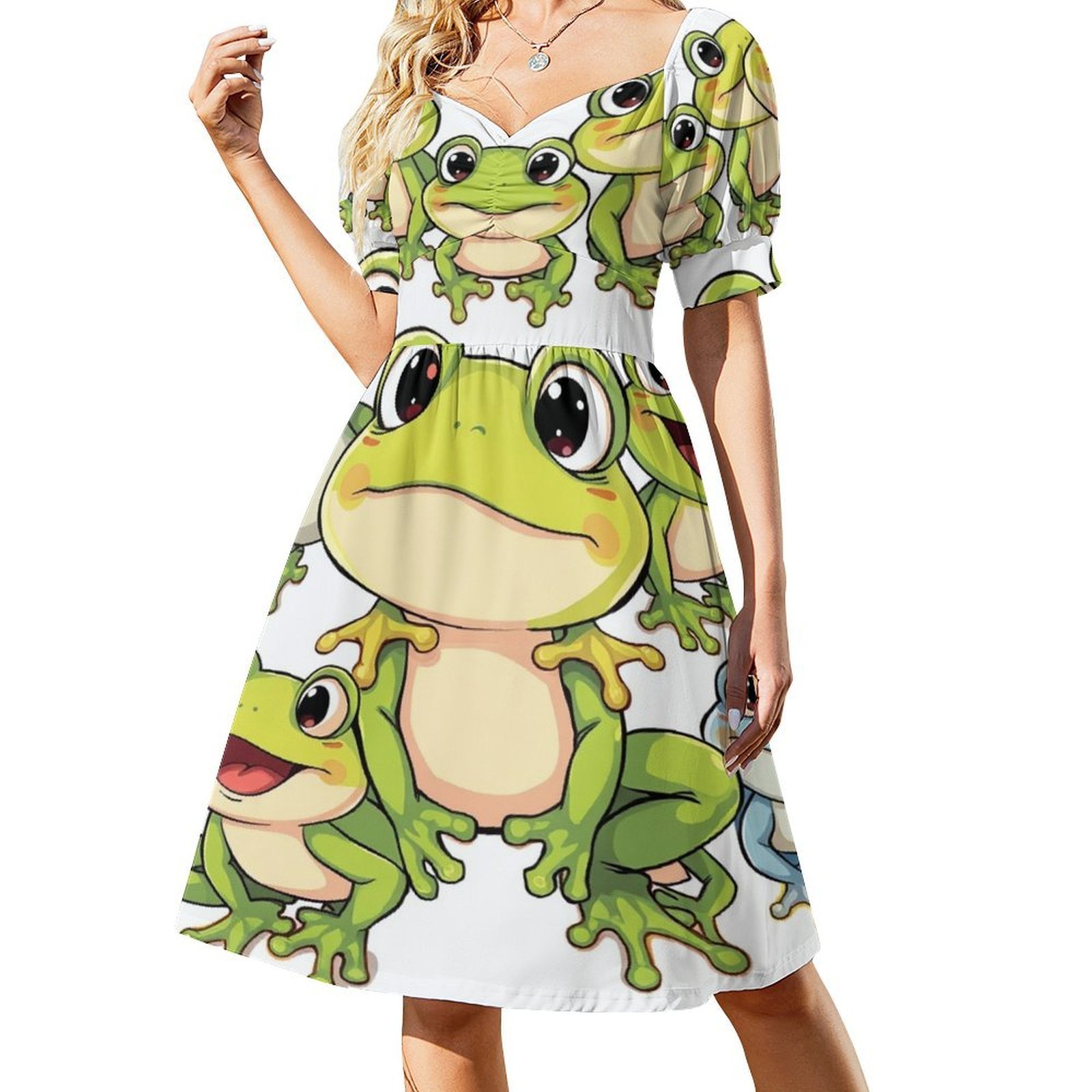 Cartoon Frog Short Sleeved Dress Elegant And Pretty Women's Dresses ...