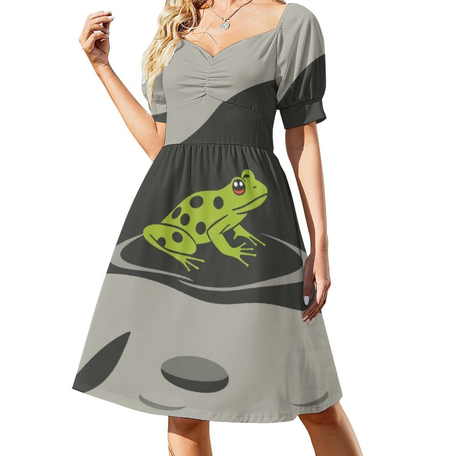 Cartoon Frog Short Sleeved Dress Elegant And Pretty Women's Dresses ...