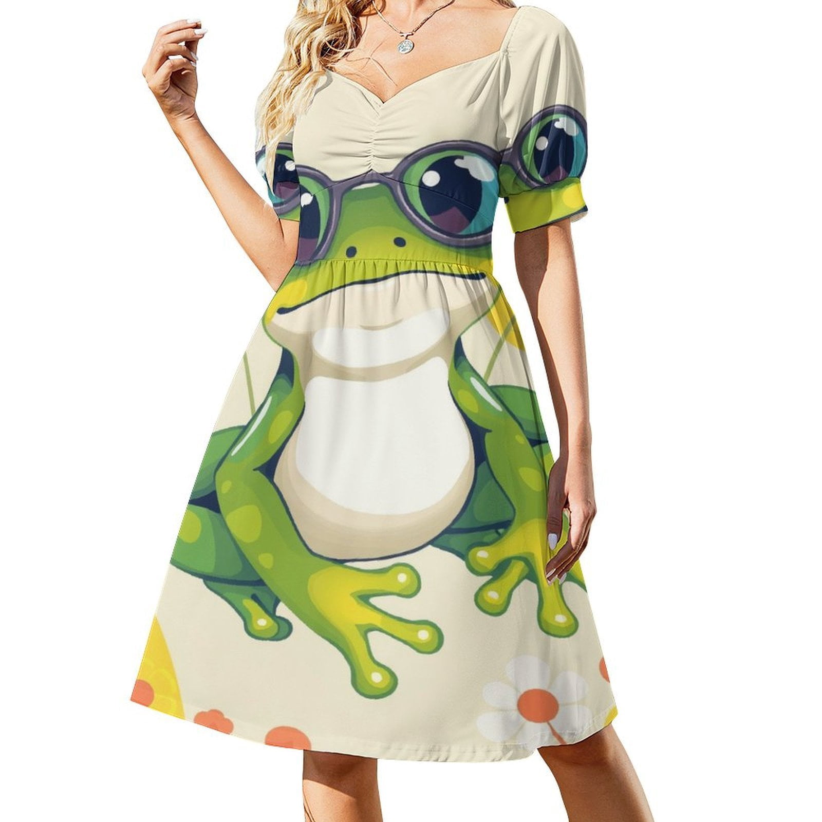 Cartoon Frog Short Sleeved Dress Women's Summer Clothing 2025 Female ...