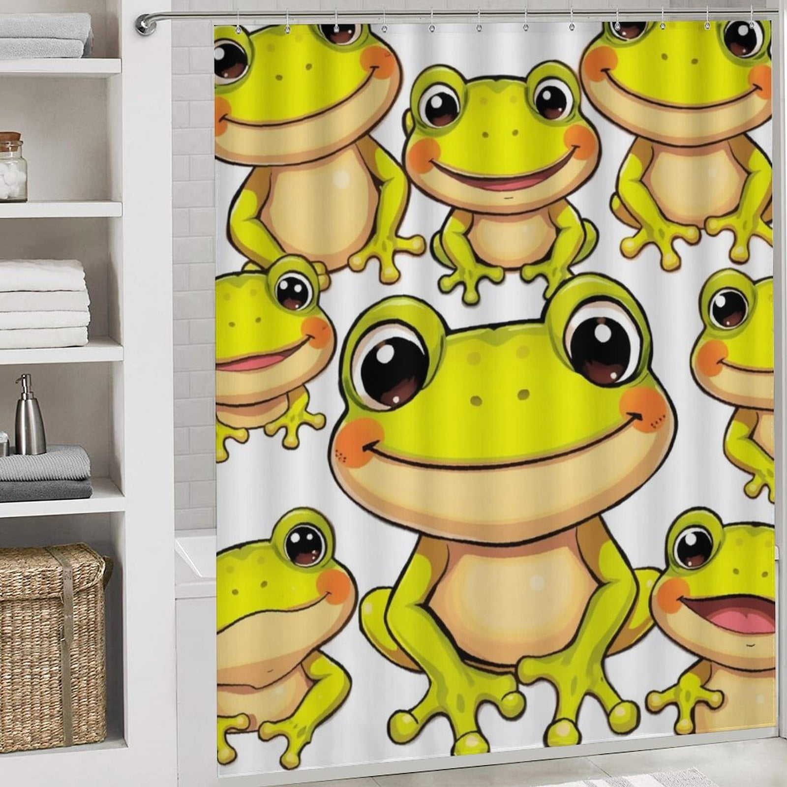 Cartoon Frog Shower Curtains Home Decoration Curtains with Hooks Can Be ...