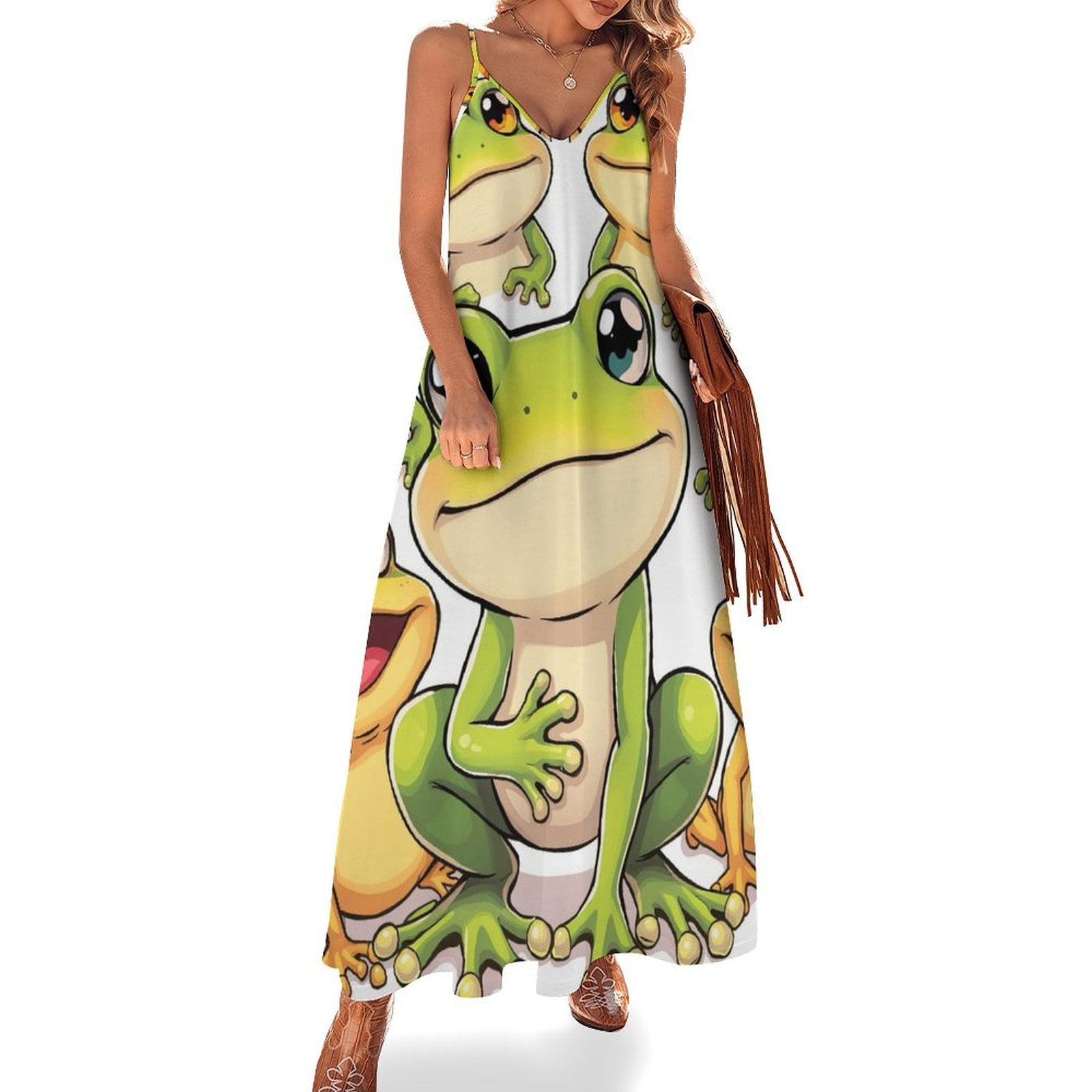 Cartoon Frog Sleeveless Dress Dresses Ladies 2025 Cocktail of Dresses ...
