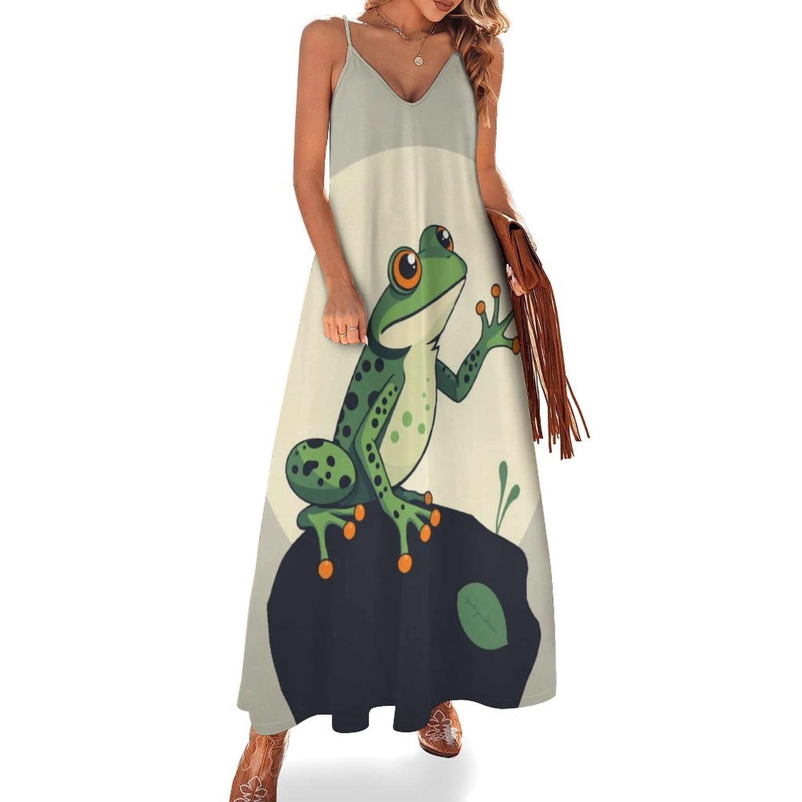 Cartoon Frog Sleeveless Dress Dresses Women 2025 Evening Dresses Ladies ...