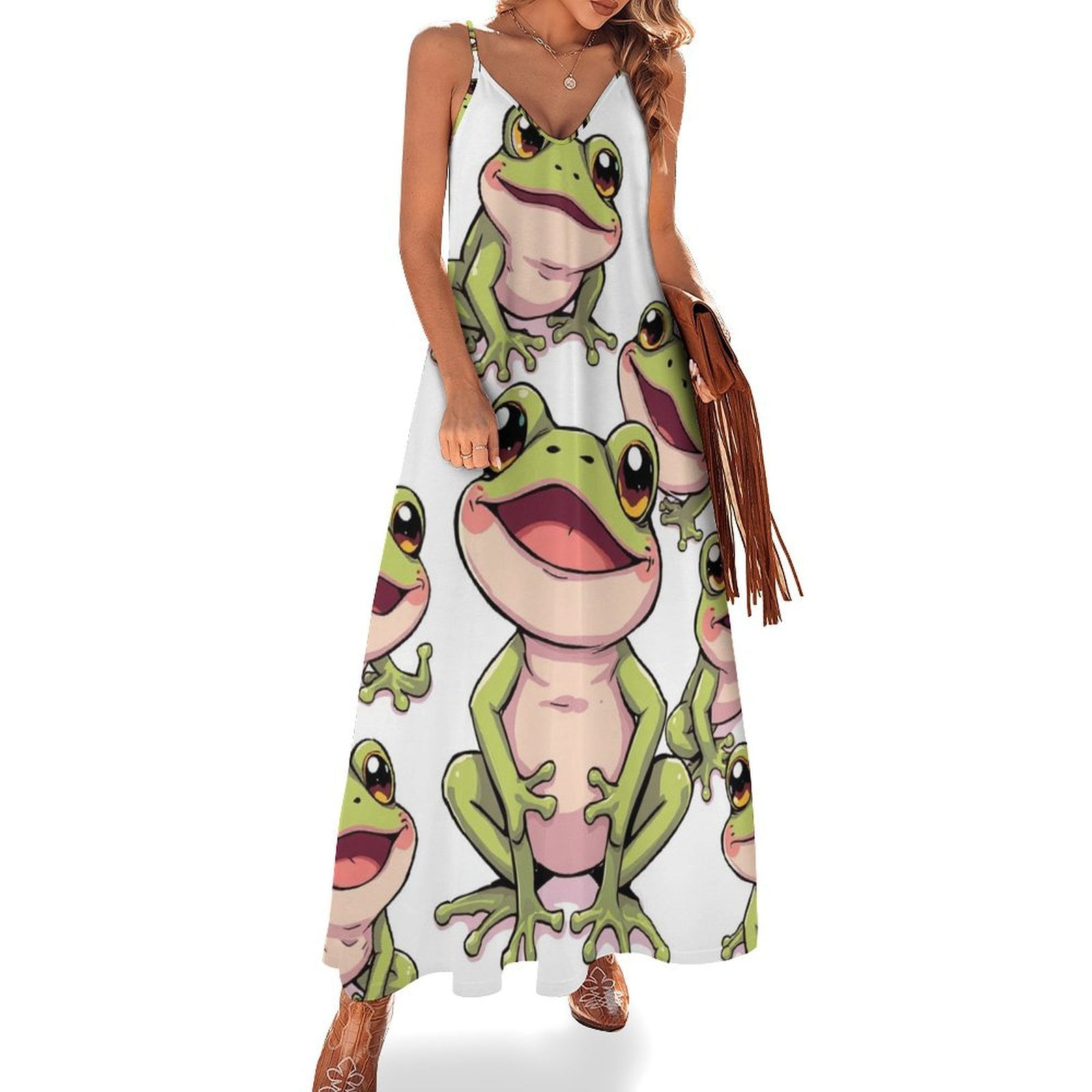 Cartoon Frog Sleeveless Dress Dresses for Women 2025 Luxury Designer ...