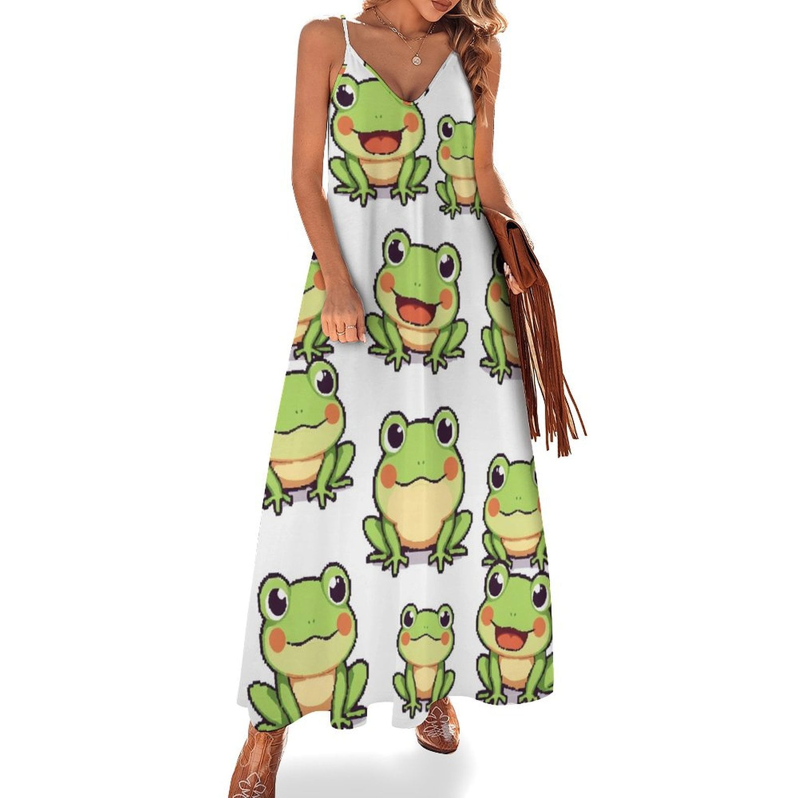 Cartoon Frog Sleeveless Dress Dresses for Women 2025 Luxury Designer ...