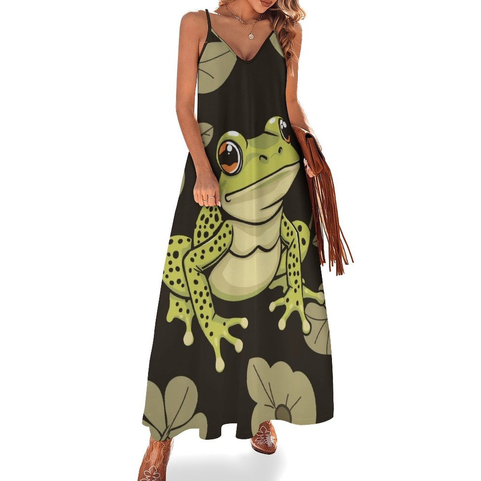 Cartoon Frog Sleeveless Dress Dresses for Women 2025 Luxury Designer ...